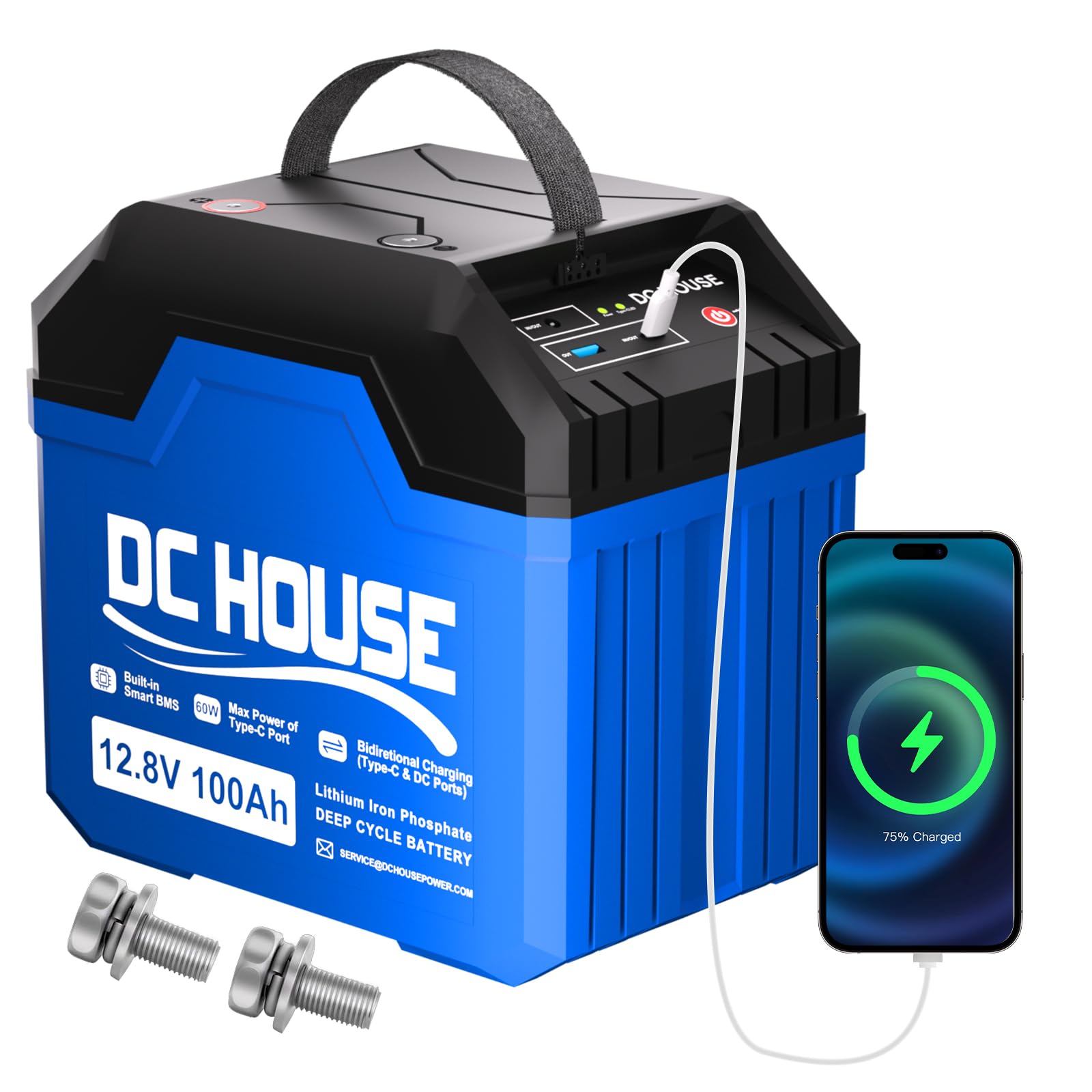 Amazon.com: DC HOUSE 12V 100Ah Portable Lithium Battery, Trolling Motor ...