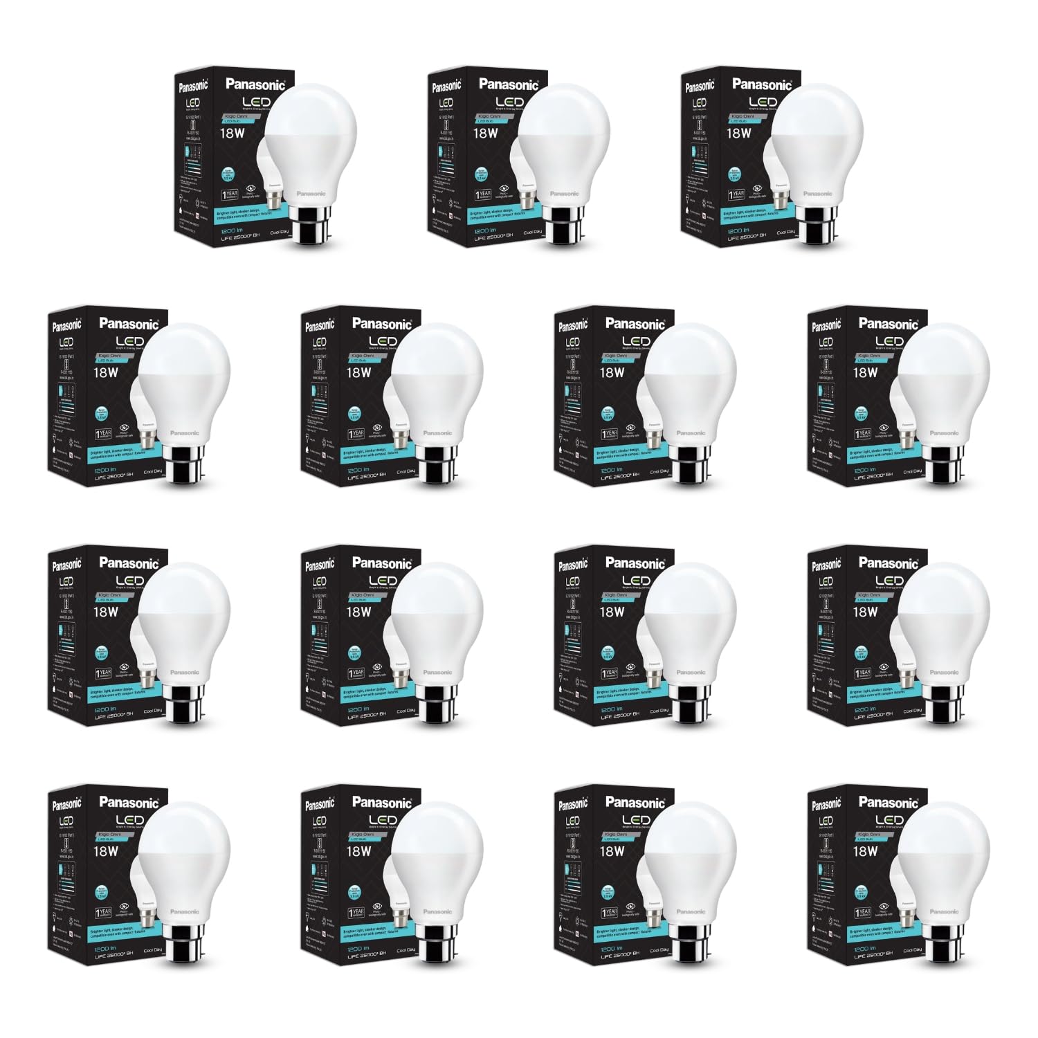 Buy Panasonic 18 Watt LED Bulb, B22 Base 18W Bulb Light for Home, 25000 ...