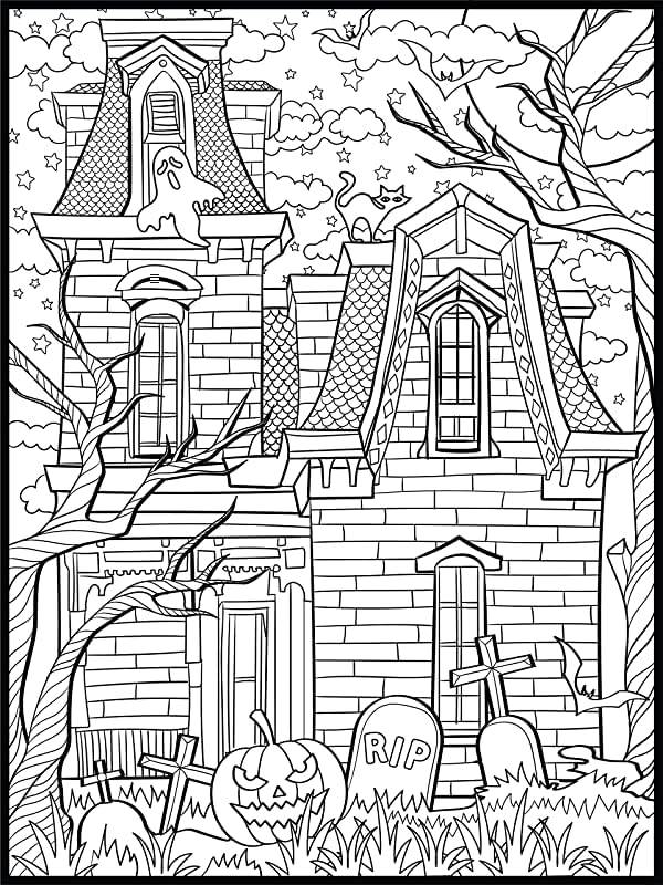 Amazon.com: Giant Halloween Coloring Poster - Huge Haunted House Poster ...