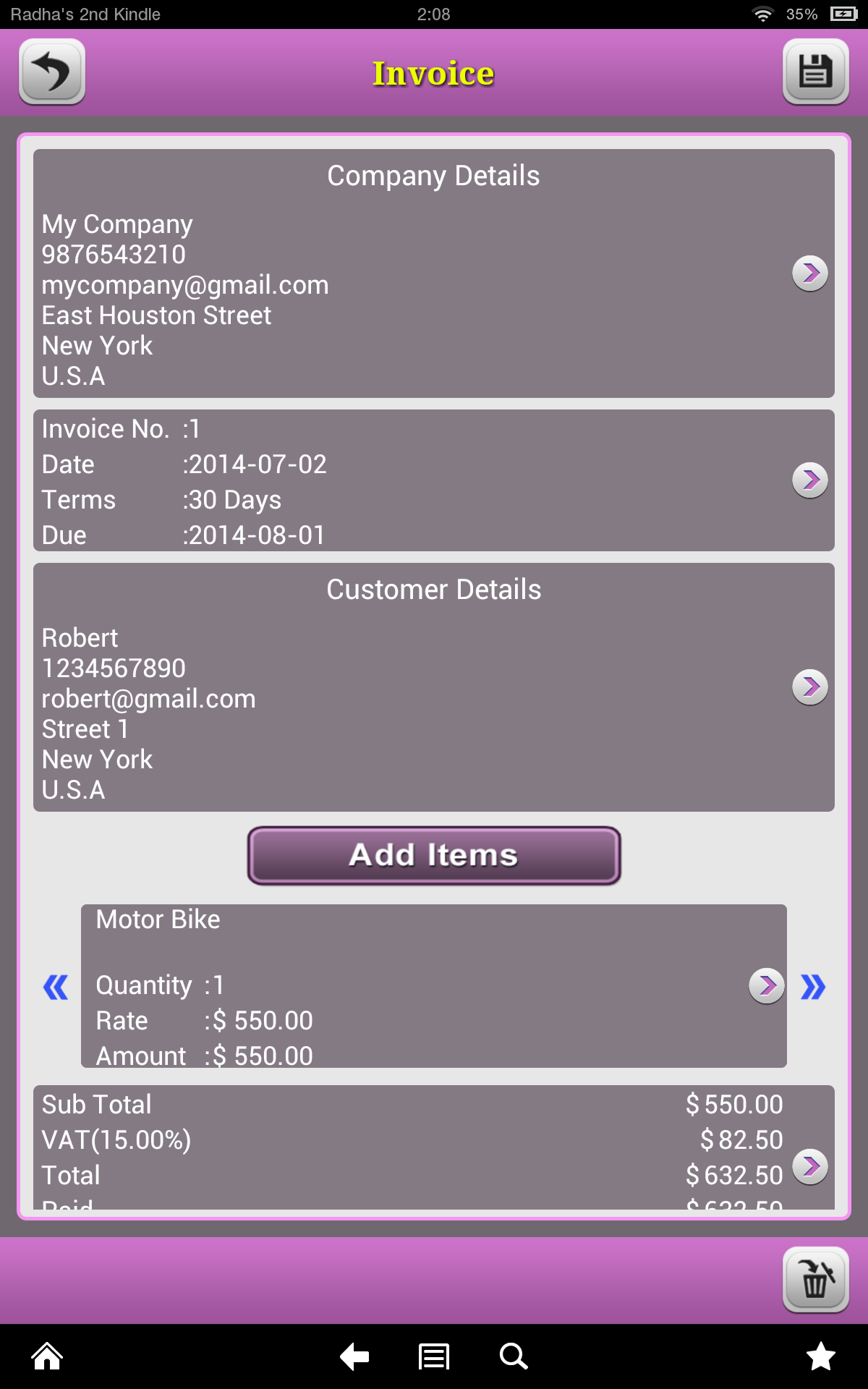 Quick Invoice Pro for Kindle Fire - App on Amazon Appstore