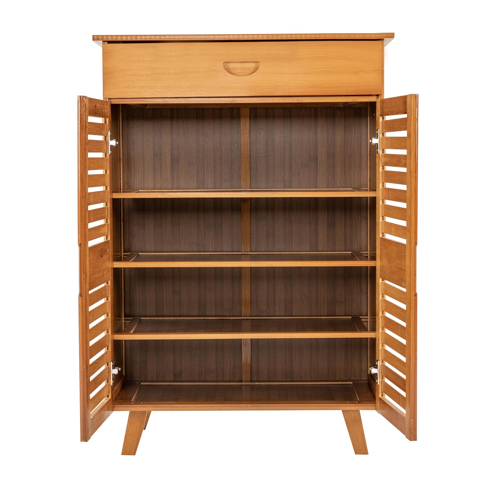 Amazon.com: LUNUMAOS Bamboo Shoe Rack 4-Tier Brown Retro Simple Style ...