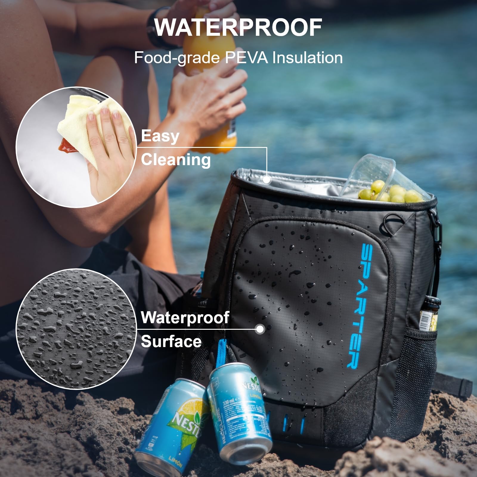 Snapklik.com : Backpack Cooler Insulated Leak Proof 33 Cans, 2 ...