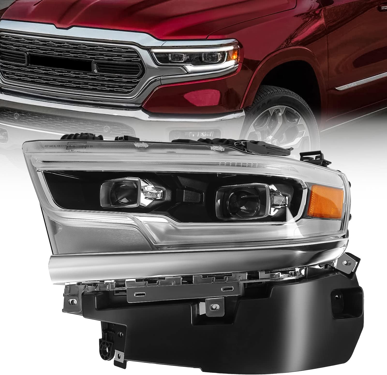 Amazon.com: VLINCAR LED Headlight Assembly Compatible with Dodge Ram ...