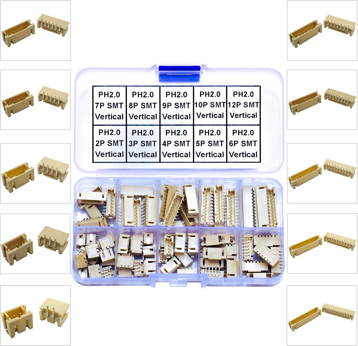 Kidisoii JST Connector Kit, PH2.0 SMT Header Jst 2mm Pitch IC Socket ...