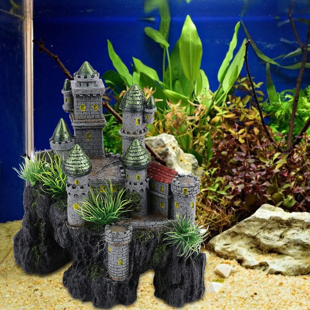 Tnfeeon Castle Aquarium Decoration for Fish Tank Large Resin Castle ...