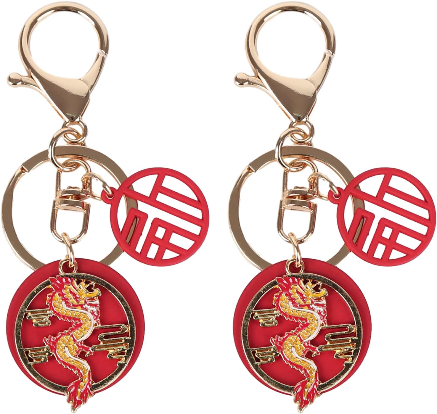 Fadcaer 2Pcs Key Ring Keychain 2024 Chinese Dragon New Year Key Rings ...