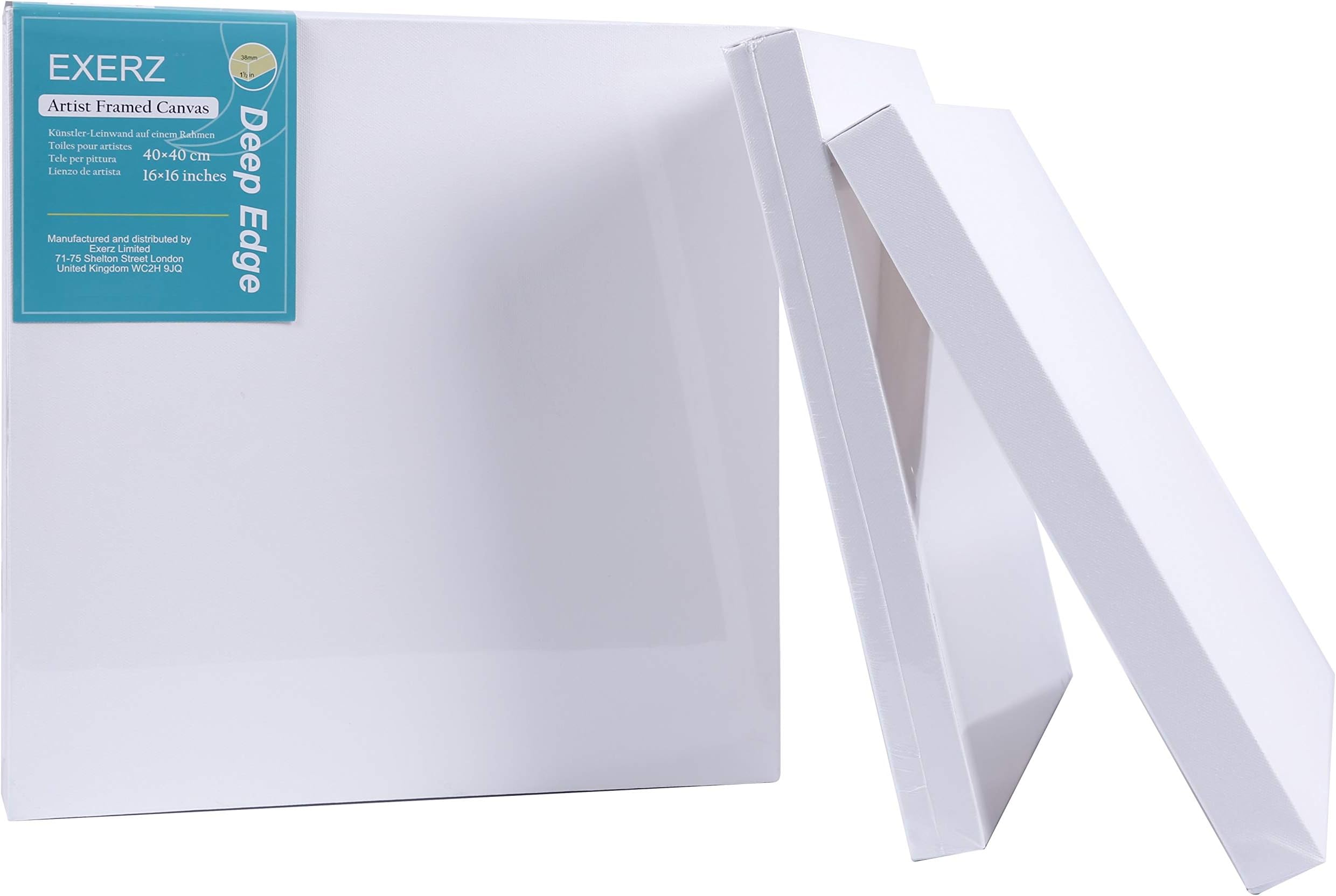EXERZ 40x40cm Framed Canvas 3.8cm Deep Edge 4 Pack 3D, 380GSM Artist ...