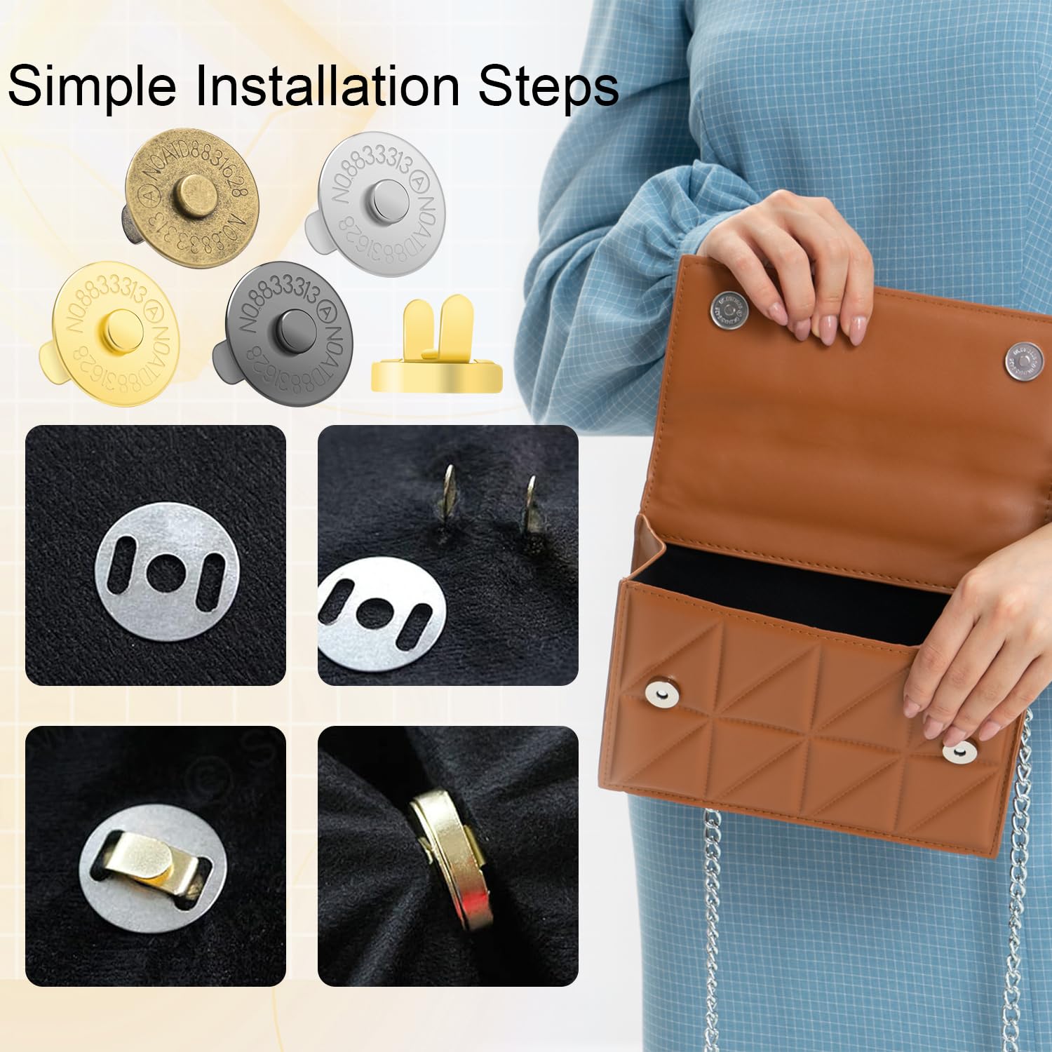 Snapklik.com : 40 Sets Magnetic Button Snap 14mm Magnetic Closures ...