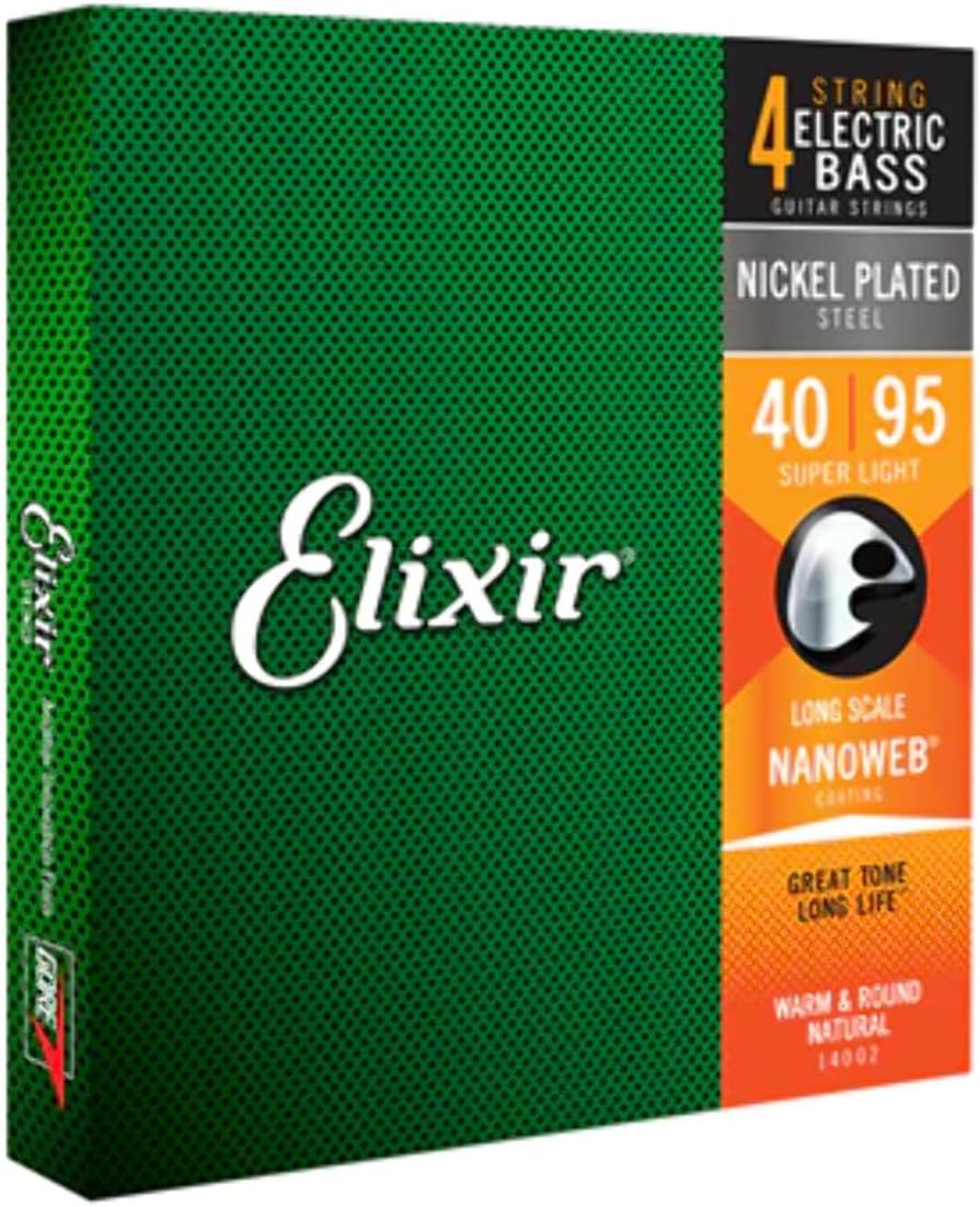 Elixir Strings Stainless Steel 4-String Bass Strings w NANOWEB Coating ...