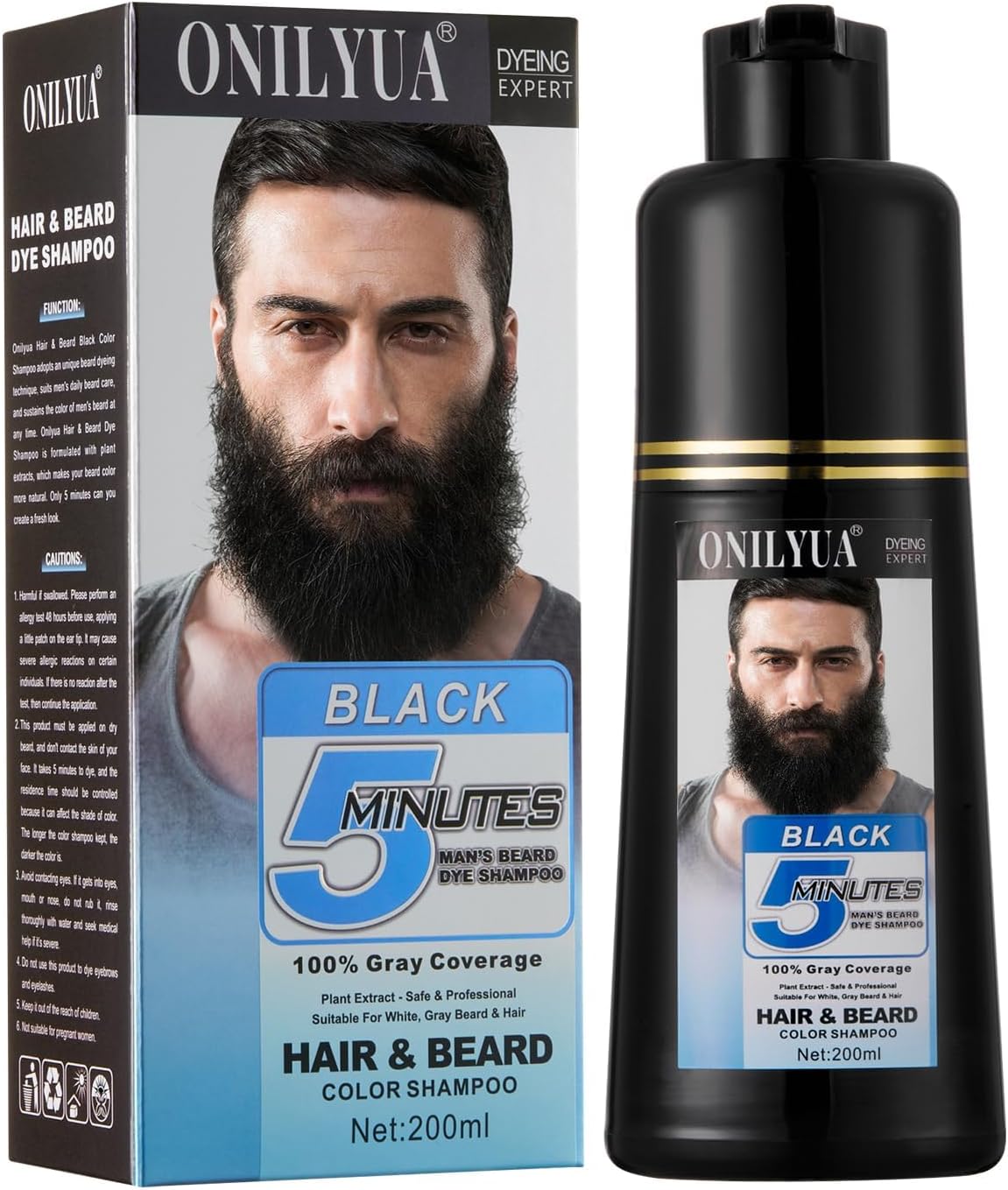 Amazon.com : Men's Beard Dye for Men in 5 Minutes, Black Beard Dye ...