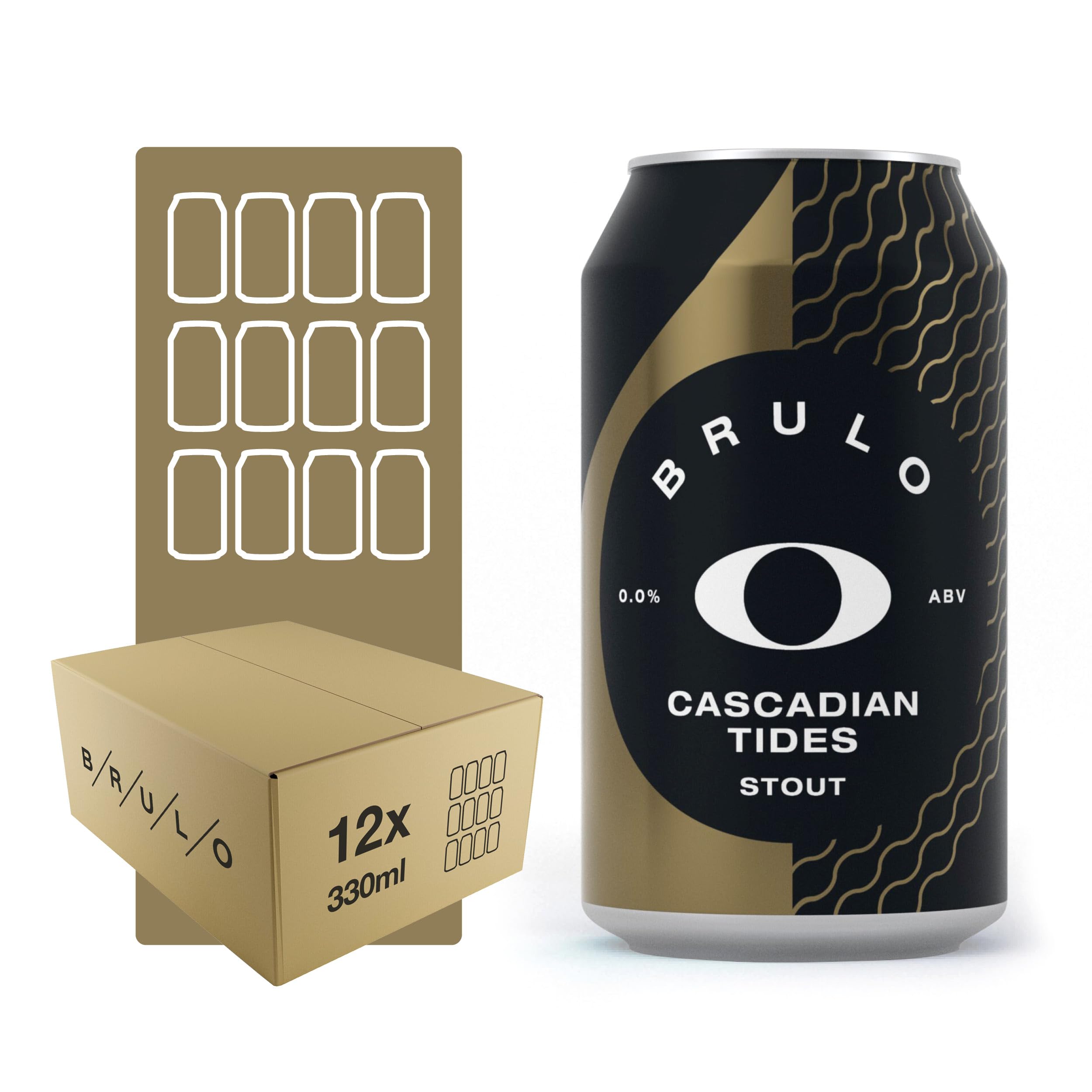 Brulo Non-Alcoholic Beer 12 Pack-Cascadian Tides Alcohol-Free Craft ...