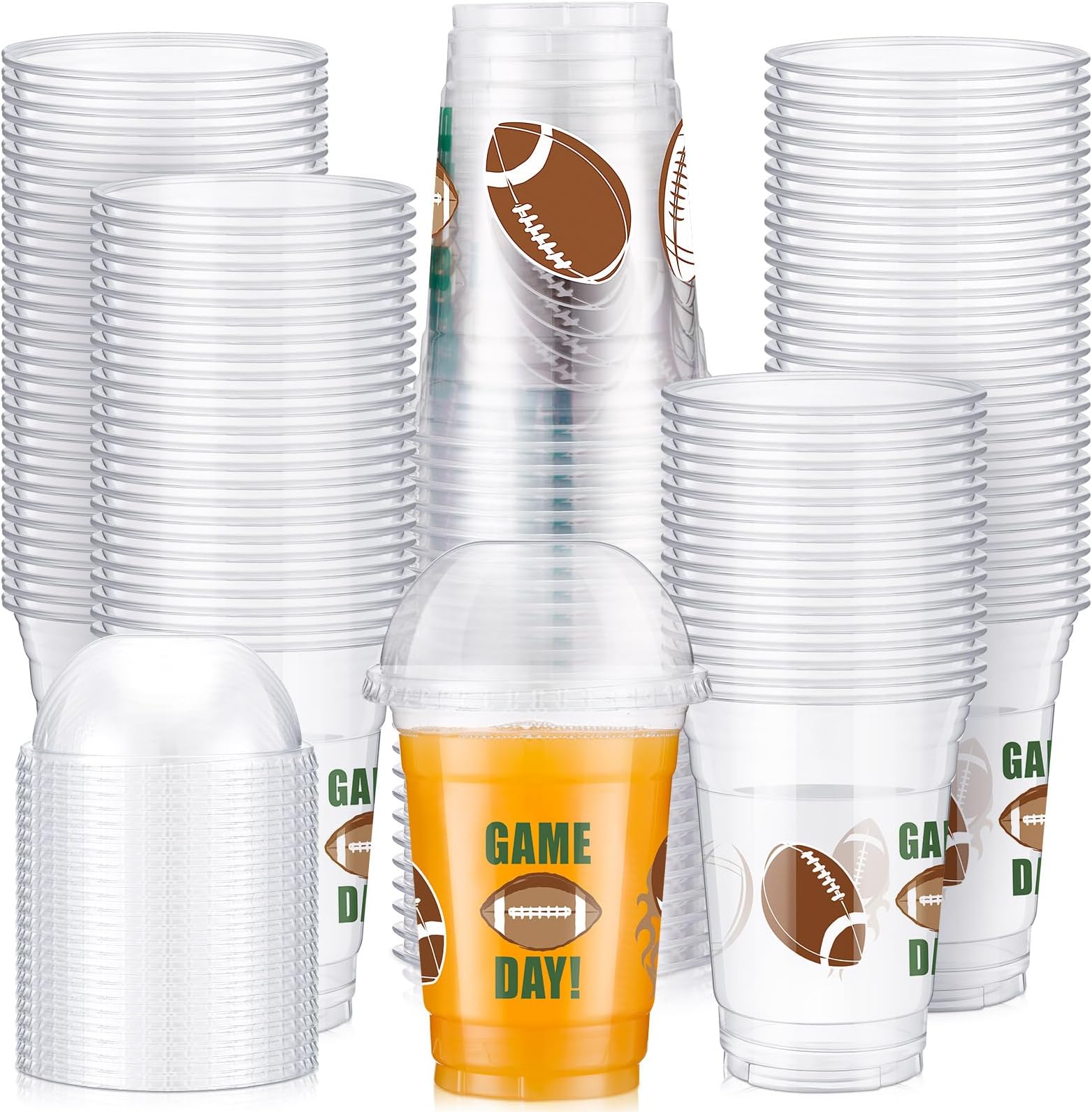 Amazon.com: Dandat 50 Sets Football Plastic Cups with Dome Lids 16oz ...