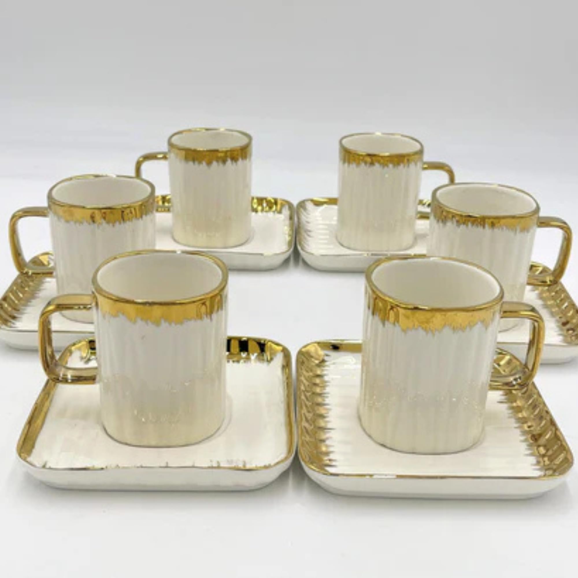Amazon.com | A-Z PACKAGING SOLUTIONS Tea Cup Set - 8 OZ Gold Decorated ...
