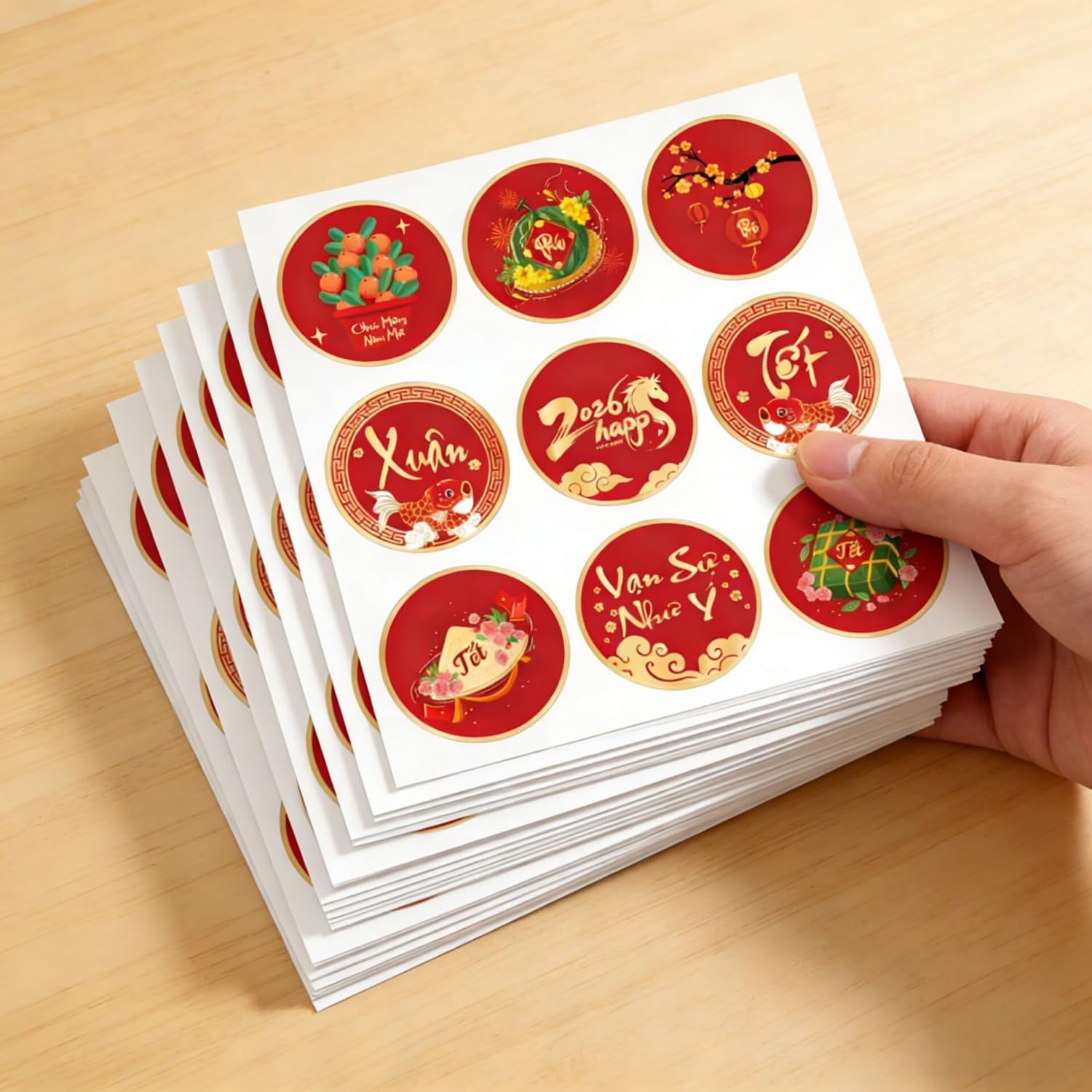 Amazon.com: KYMY 2026 Vietnamese New Year Stickers, 180pcs Tết Việt NAM ...