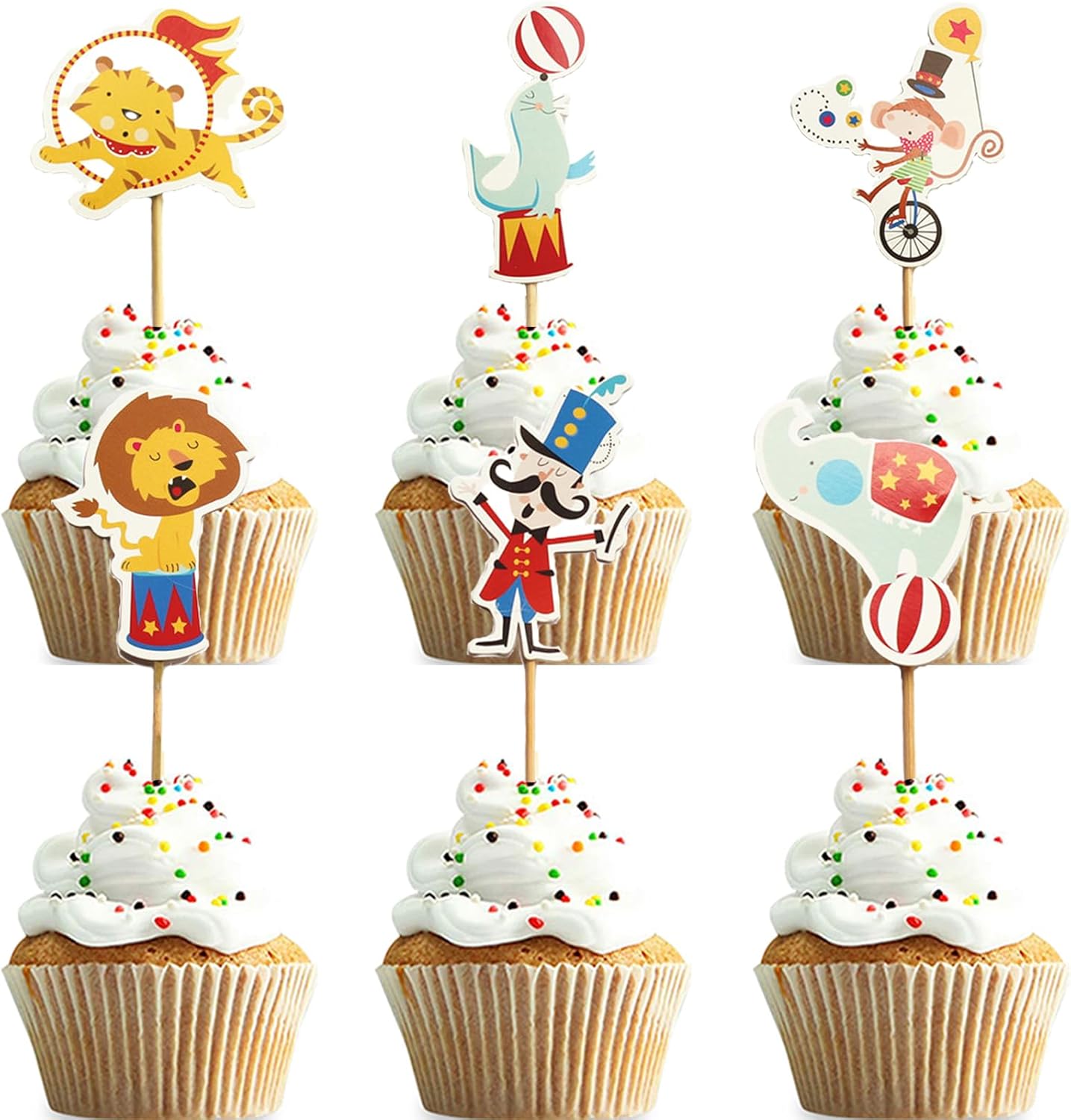 Amazon.com: SAMOKA Circus Cupcake Toppers,24 PCS Carnival Cupcake ...
