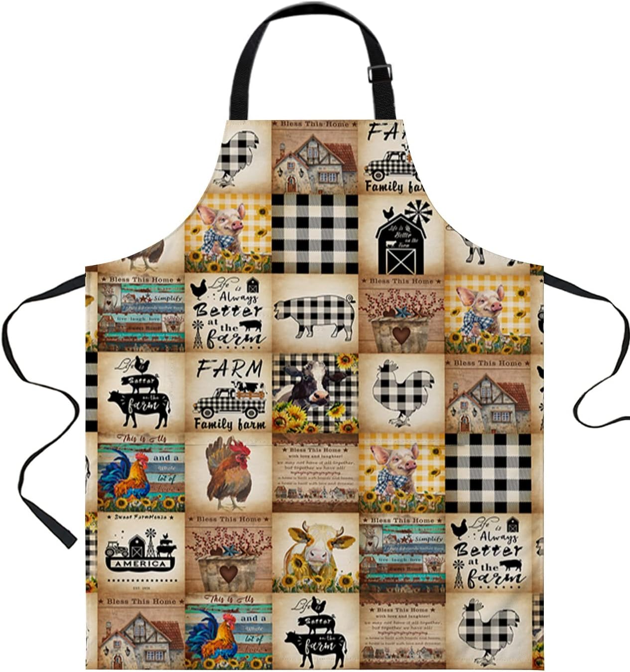 Amazon.com: Farmhouse Animals Aprons for Women/Men with Pockets, Farm ...