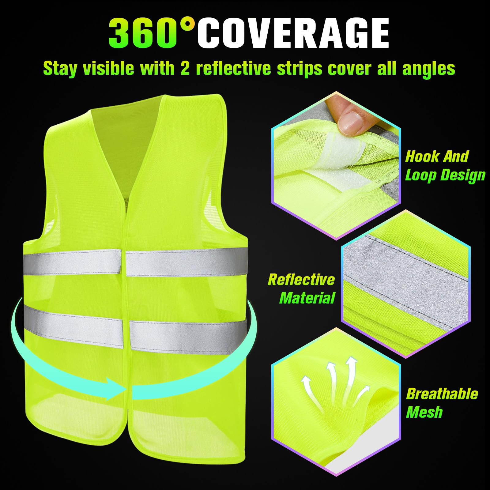 Snapklik.com : 15 Pack High Visibility Safety Vest Bulk Reflective Mesh ...