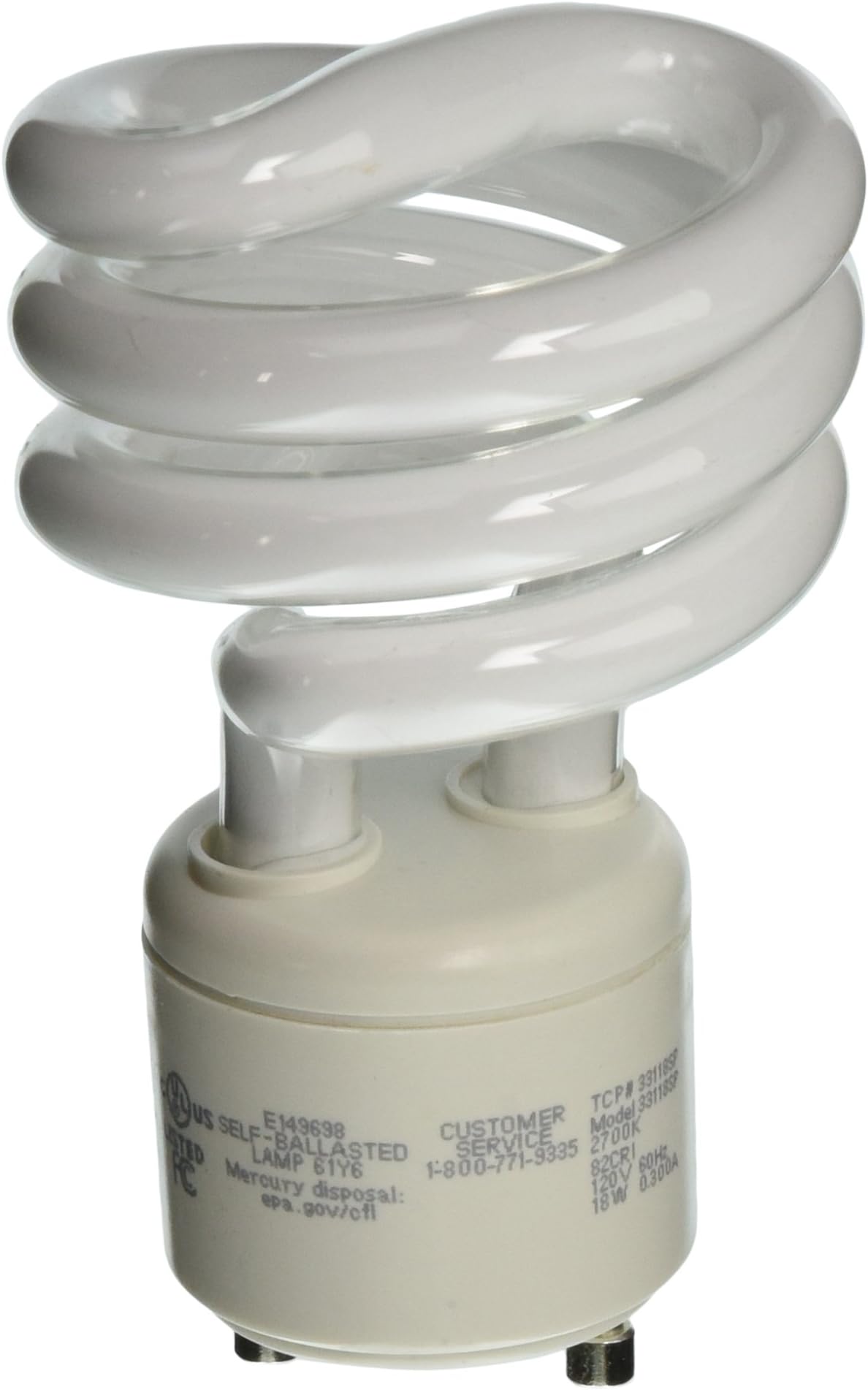 TCP SpringLamp CFL 75W Equivalent, Soft White (2700K), GU24 Base Spiral ...