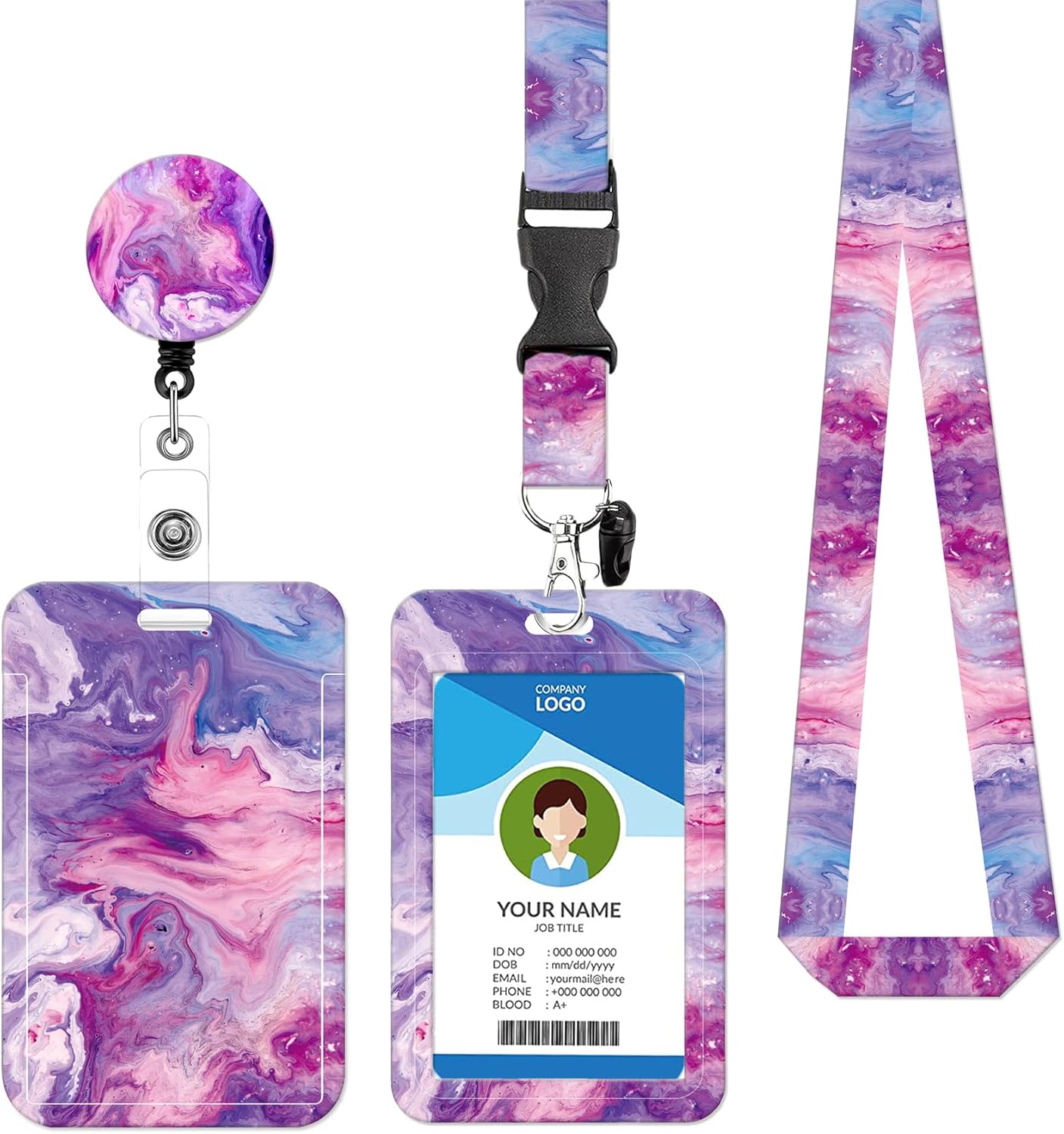 Amazon.com : Badge Lanyard and ID Badge Holder, Retractable Badge Reels ...