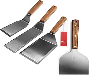 Amazon.com : Metal Spatula Set and Stainless Steel Scraper Bundle for ...