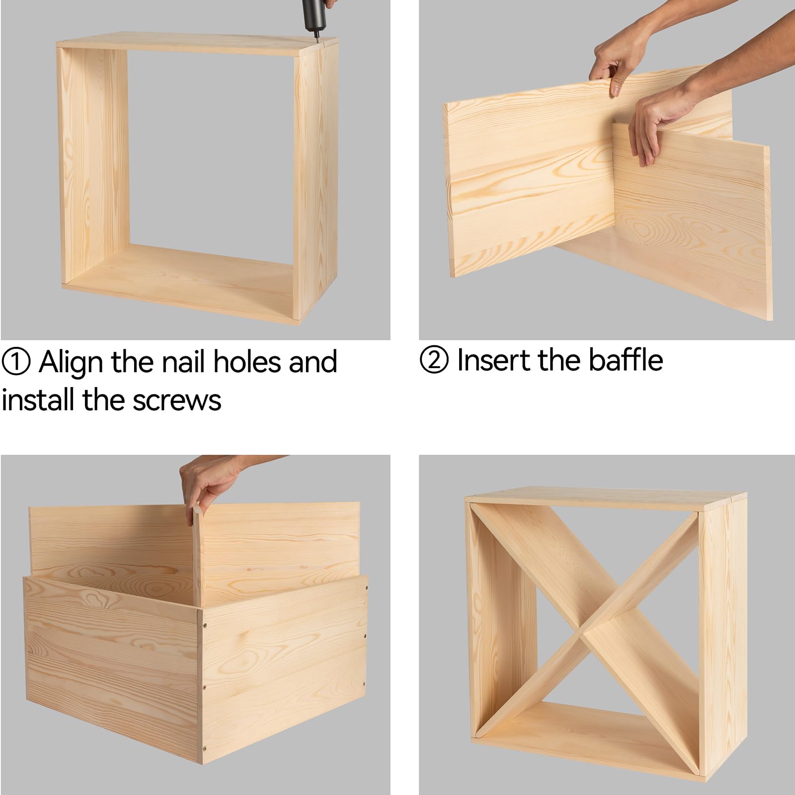 Dreamall 24 Bottle Wine Racks Solid Wood Stackable Storage Rustic Retro Cube Wooden Wine Rack ...