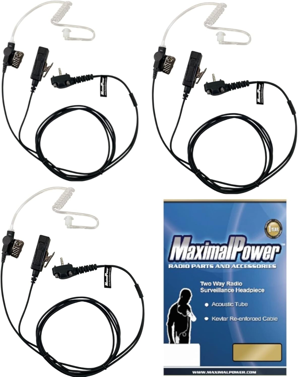 Amazon.com: MaximalPower 3 Pack FBI Surveillance Headset Earpiece PTT ...
