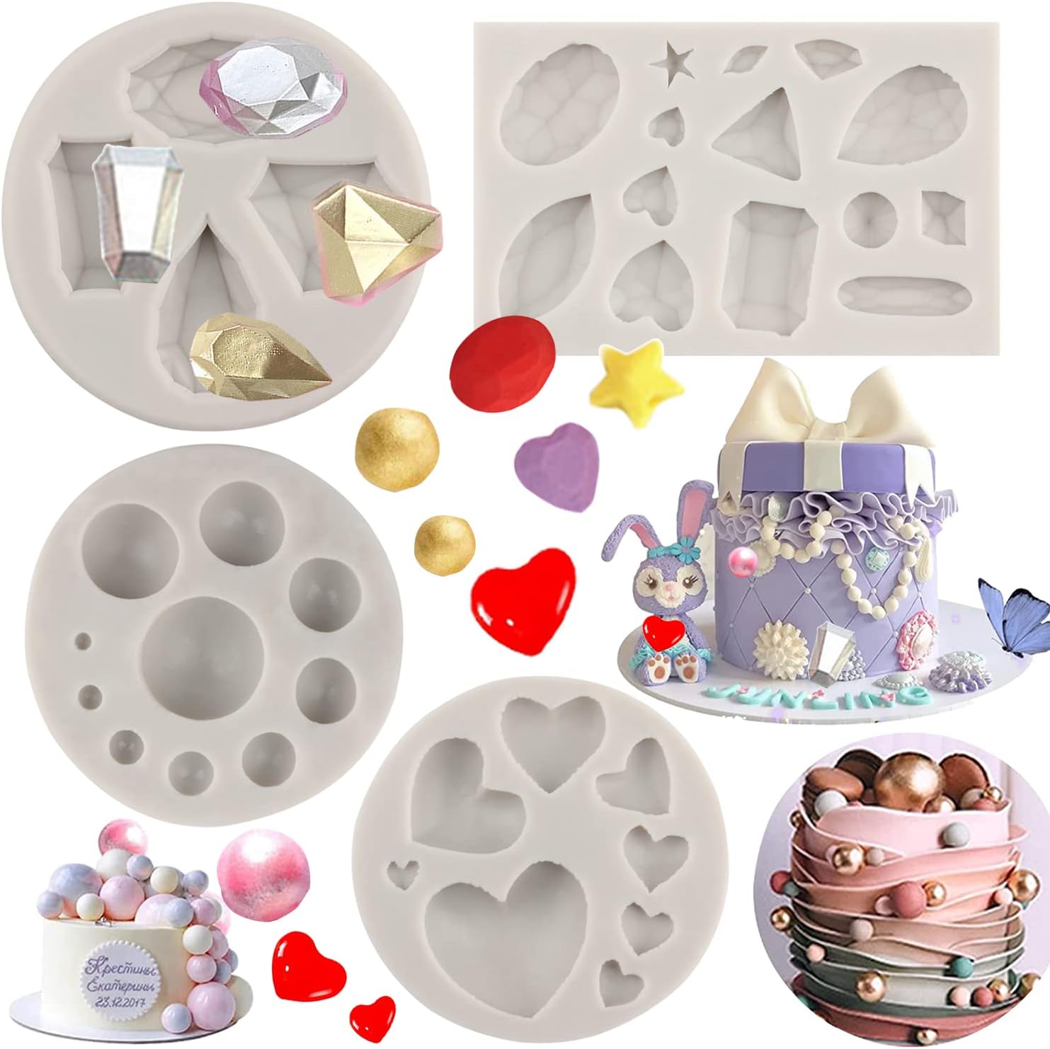Amazon.com: LorAnn Hard Candy Making Mold Gems Set - Includes Jewels ...