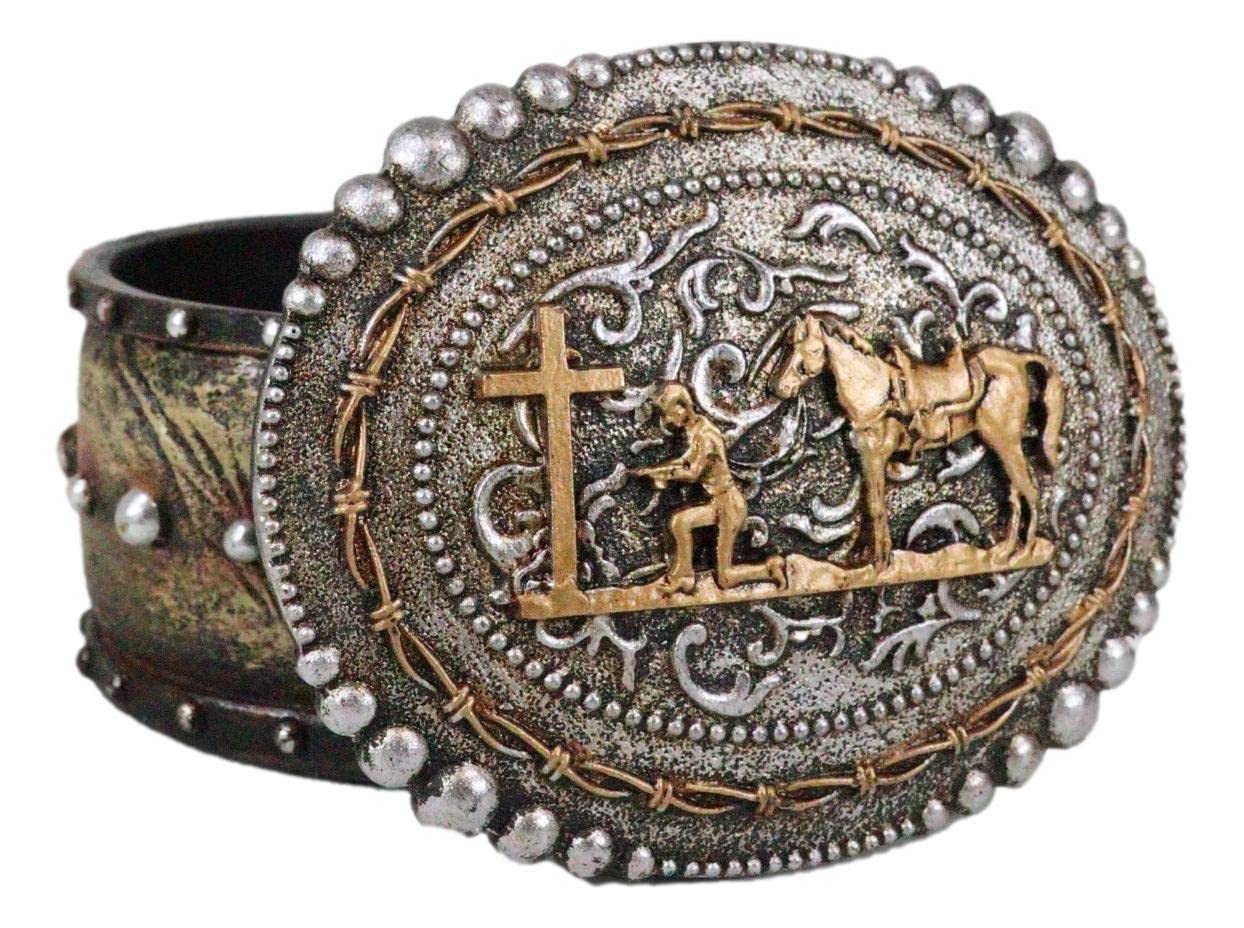 Amazon.com: Ebros Gift Rustic Western Kneeling Cowboy With Horse By ...