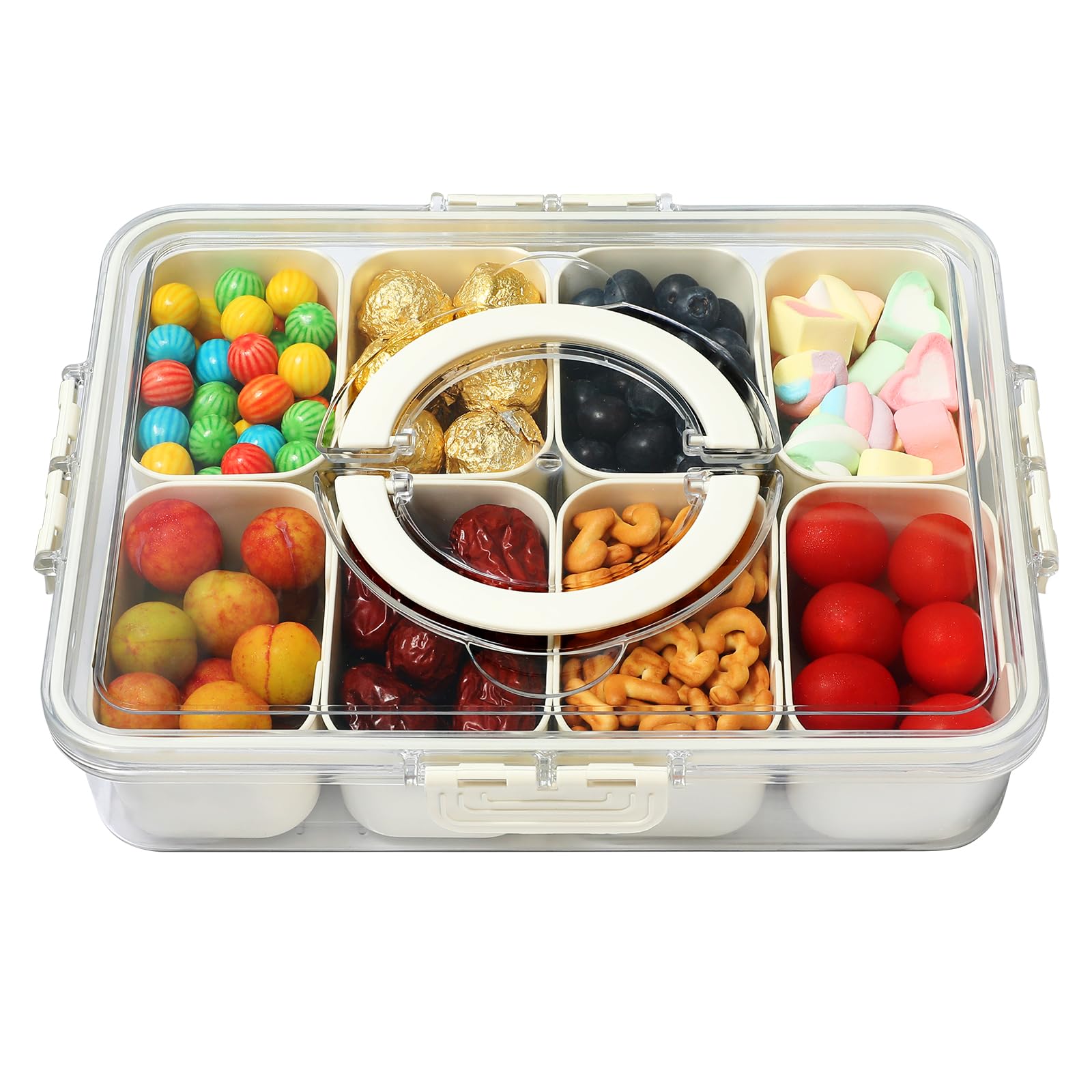 Amazon.com: Divided Serving Tray with Lid and Handle, Snack Containers ...