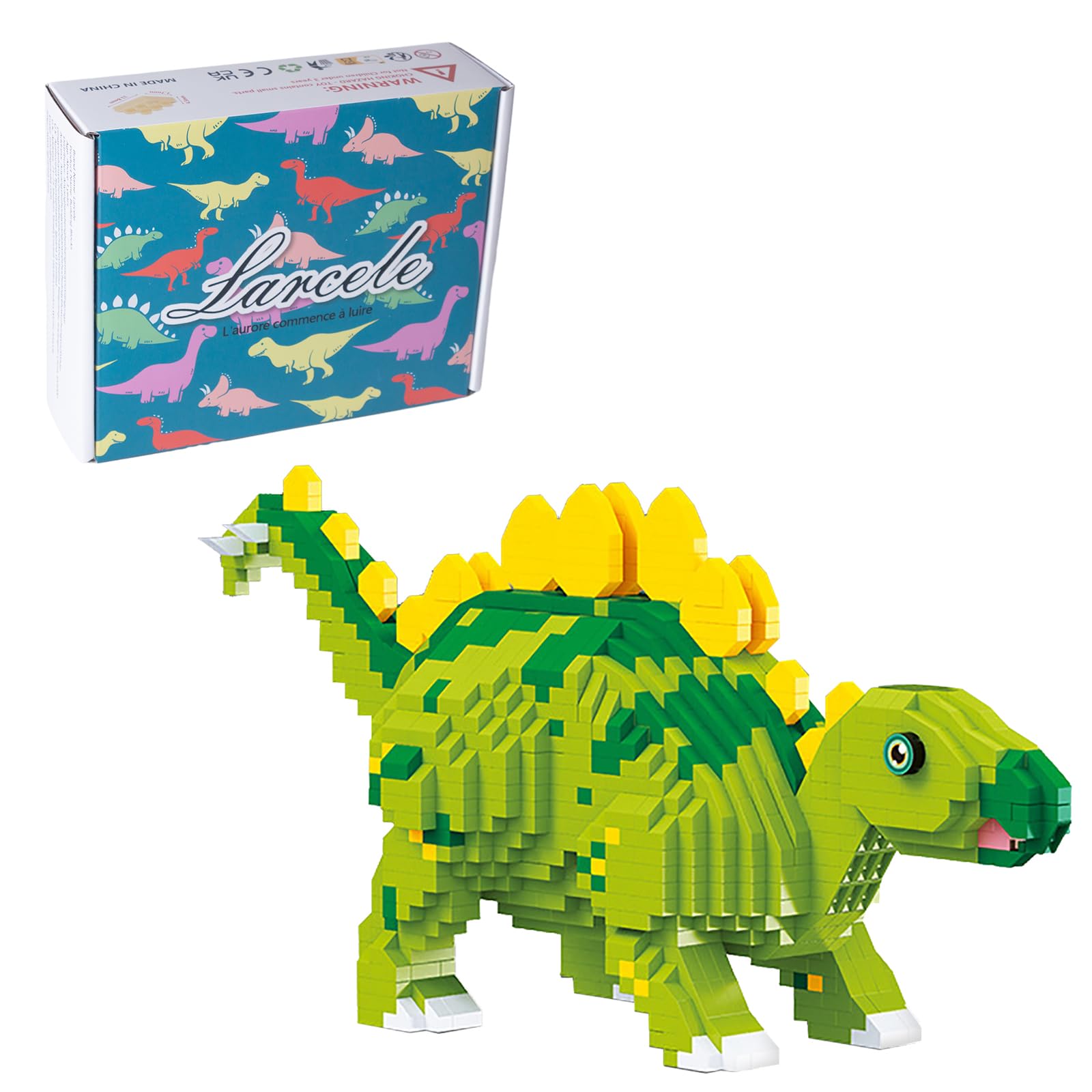 Amazon.com: Larcele Micro Building Blocks Dinosaur Set, DIY Mini 3D ...