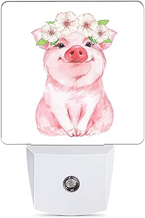Jopowide Pink Cute Pig Dusk to Dawn Night Light, Auto Sensor Lamp Home ...