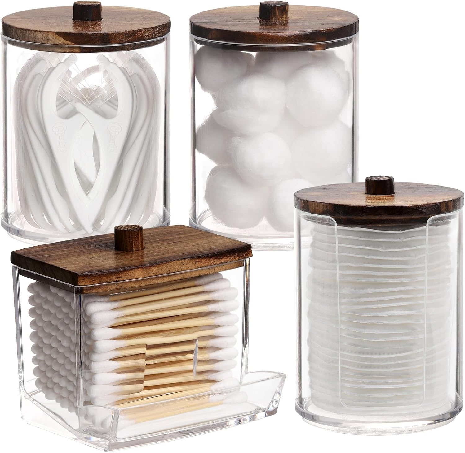 Amazon.com: Tbestmax 10/7oz Qtip Holder Dispenser, 4 Pack Apothecary ...