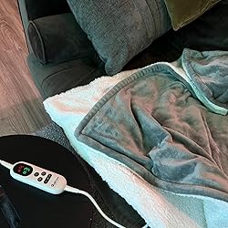 Mia&Coco Electric Heated Blanket Throw Flannel Sherpa Fast Heating ...