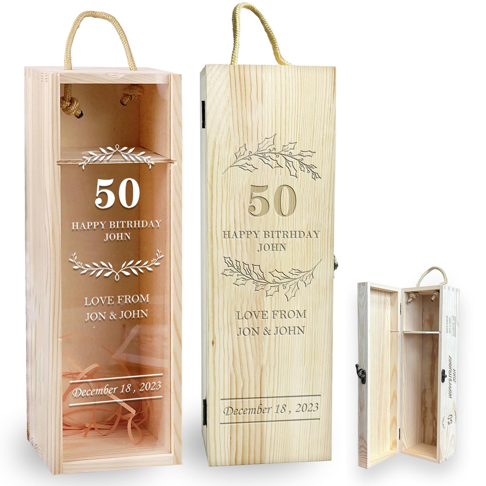 Amazon.com: ubmpj Personalized Wooden Wine Box with Handle Custom ...