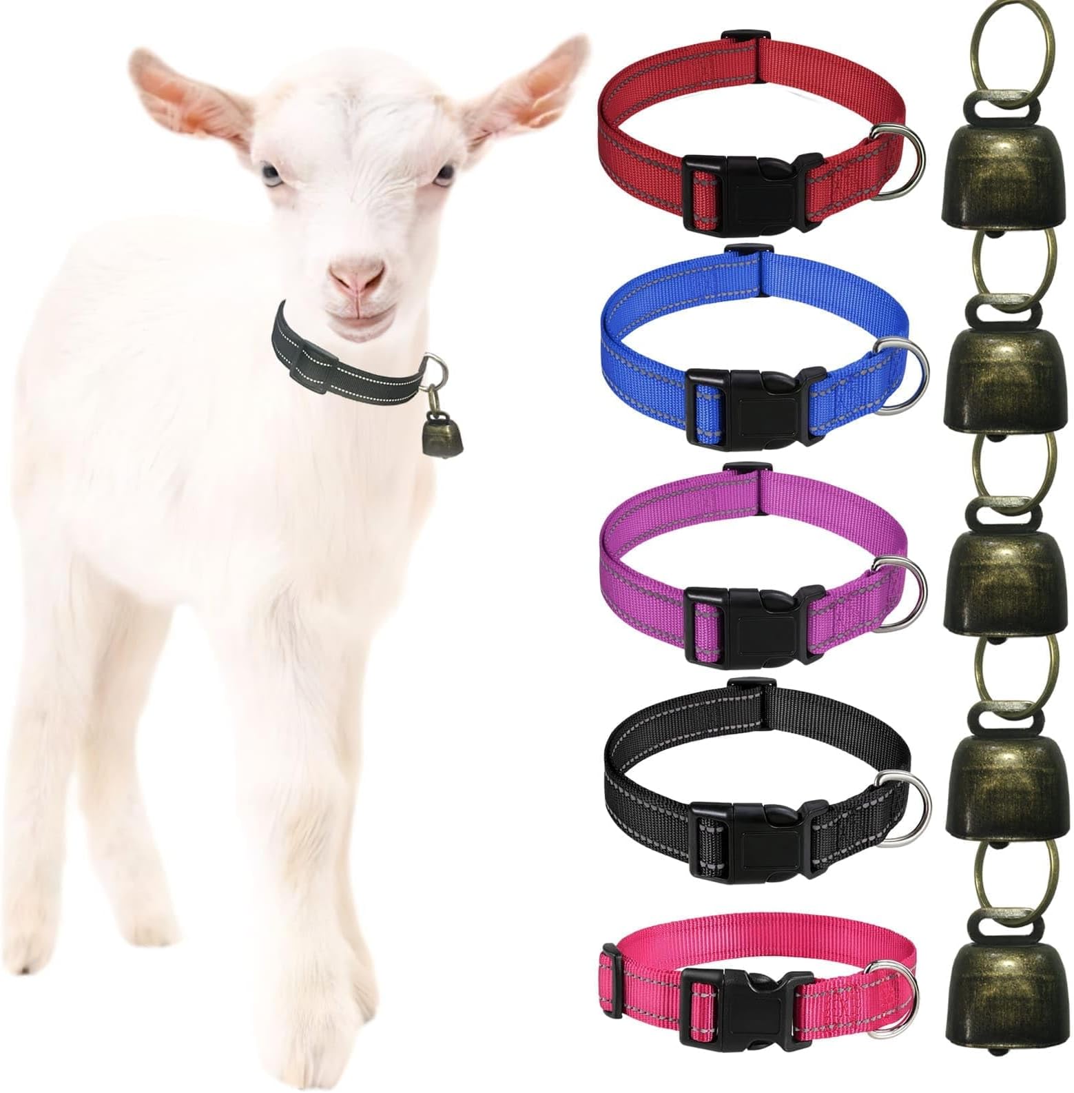 Amazon.com : 5 Pack Goat Collar with Bell, Sheep Collar with Bell ...