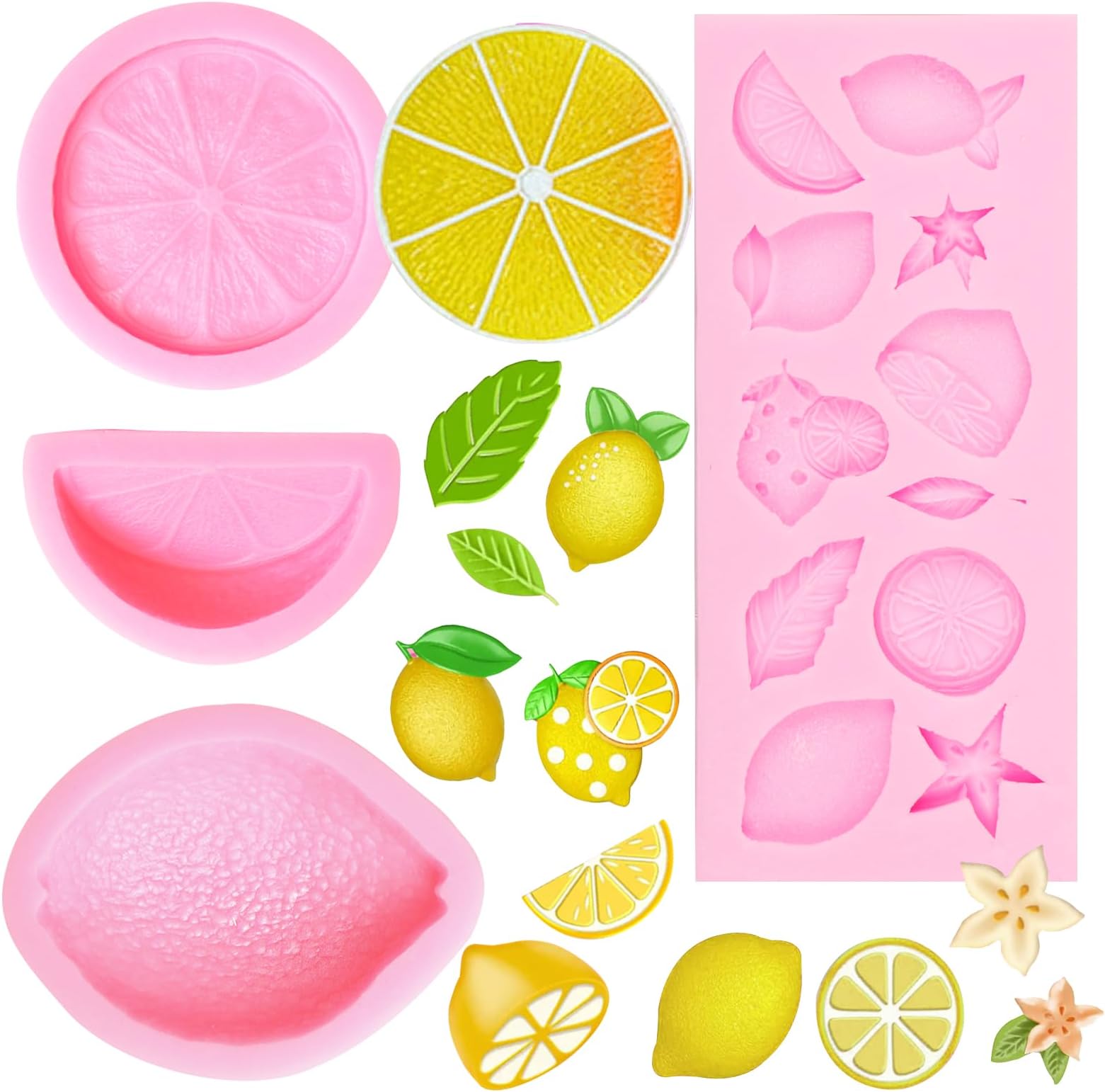 Amazon.com: Lemon Fondant Silicone Molds, Lemon Piece Leaf Fruit ...