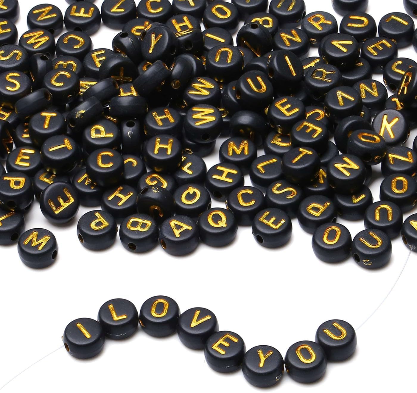Amazon.com: LAIDANLA 1500PCS Acrylic Letter Beads Alphabet Gold Letters ...