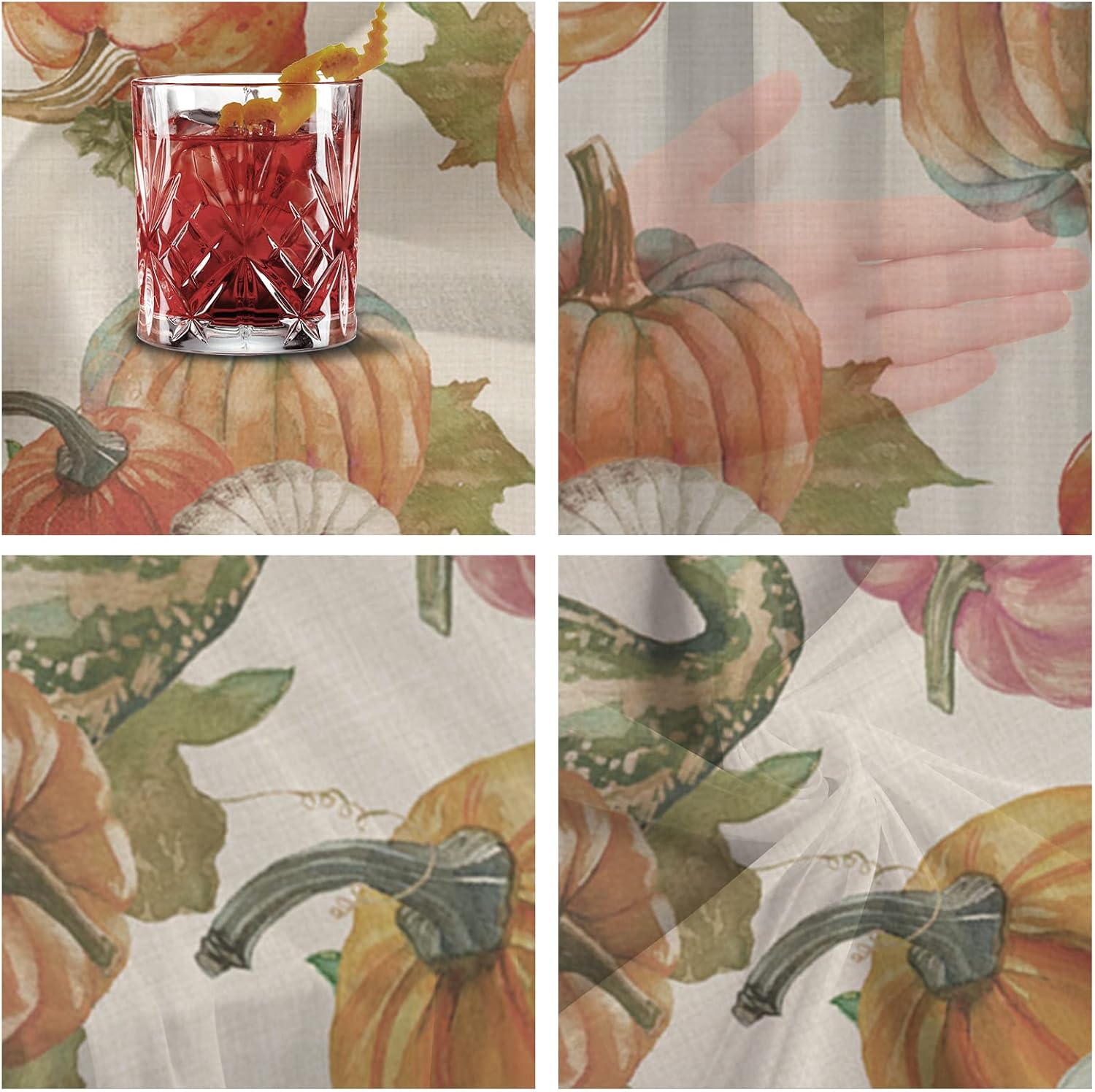 Fall Autumn Pumpkins Chiffon Table Runner 120 Inches Long, Voile Sheer ...