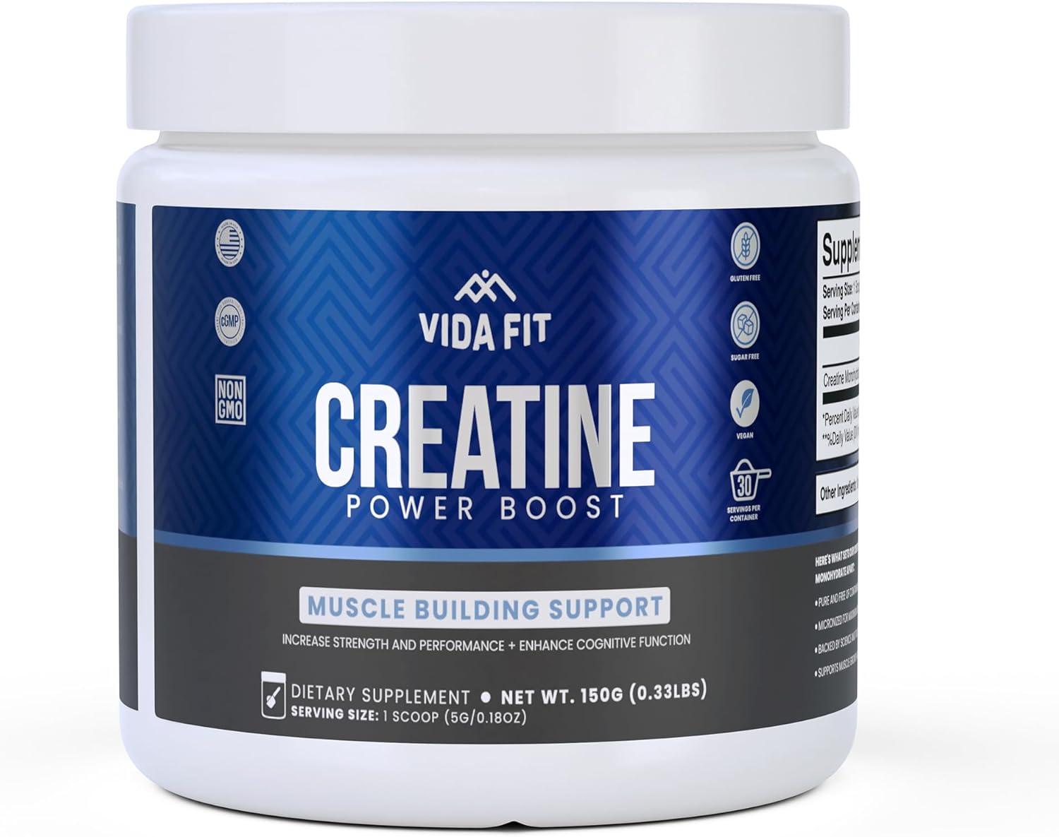 Amazon.com: Vida Fit Micronized Creatine Monohydrate Powder 150g Vegan ...