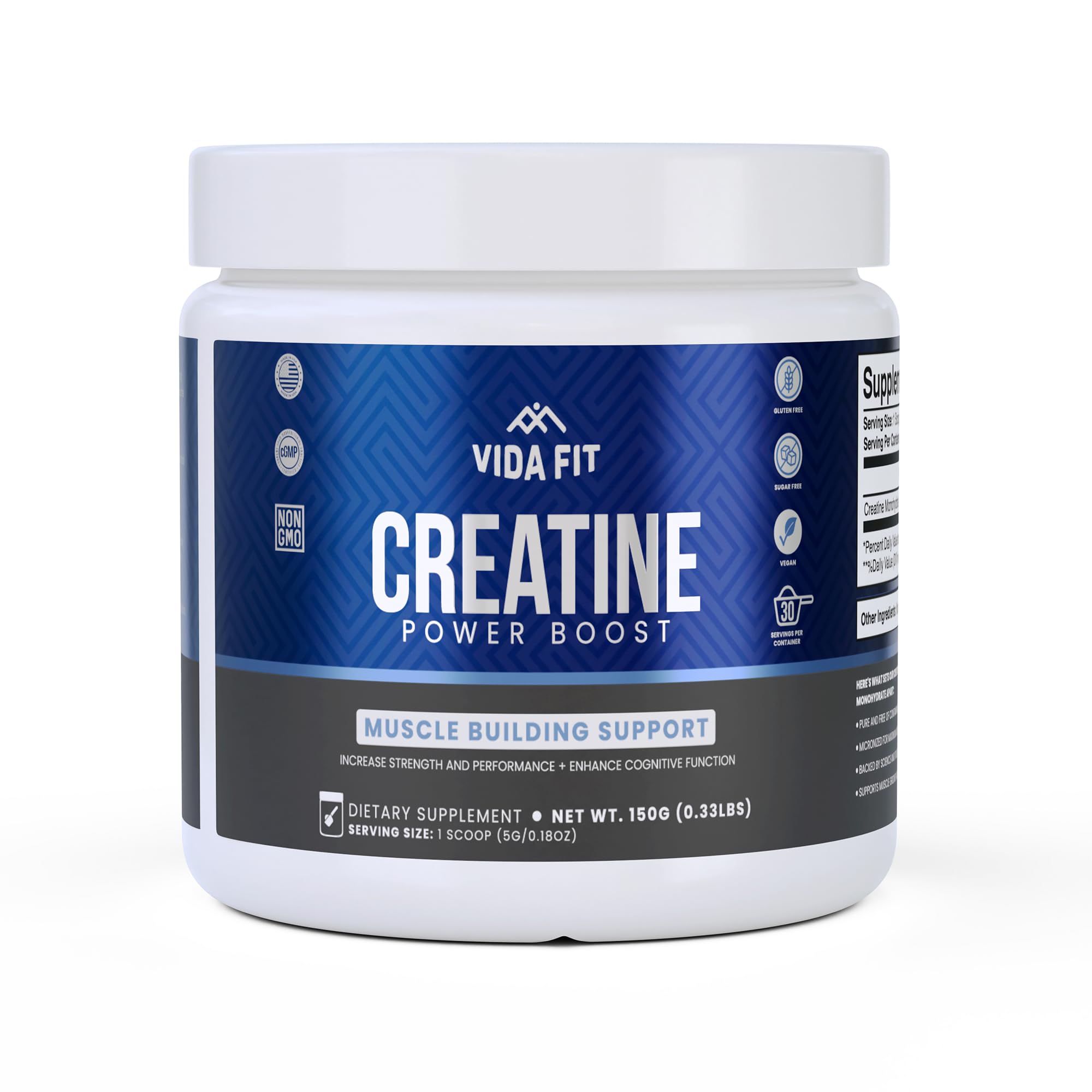 Amazon.com: Vida Fit Micronized Creatine Monohydrate Powder 150g Vegan ...