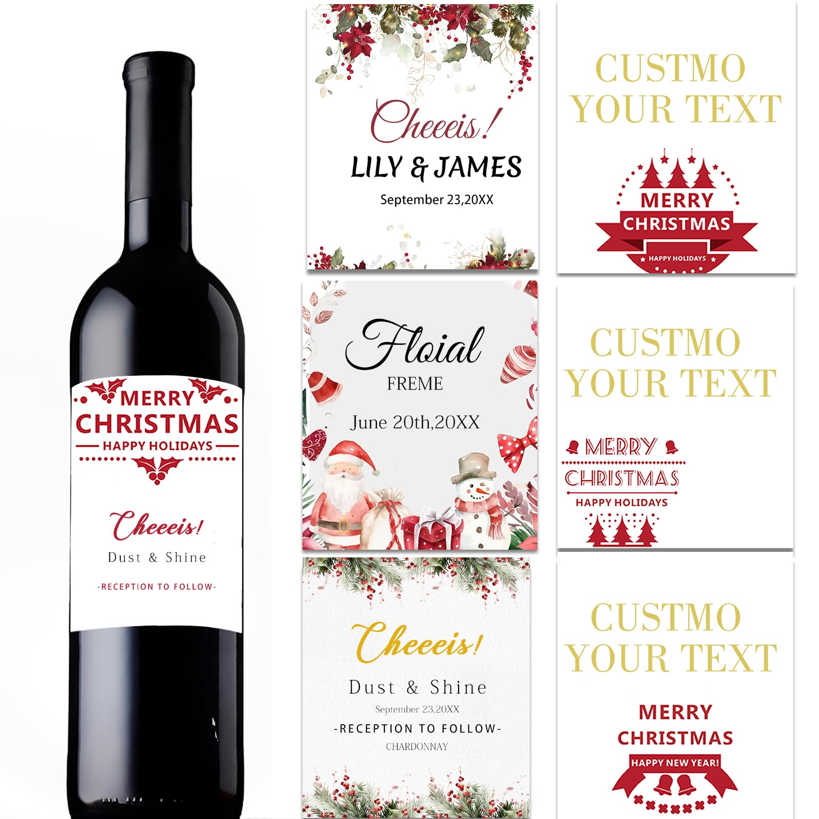 Amazon.com: Christmas Wine Bottle Labels Personalized, Custom Label for Wine Waterproof ...