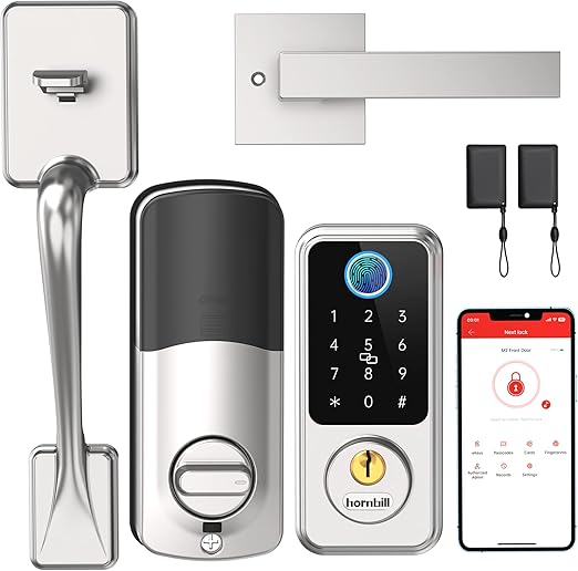 Hornbill Biometric Fingerprint Smart Lock with Front Door Handle Set ...