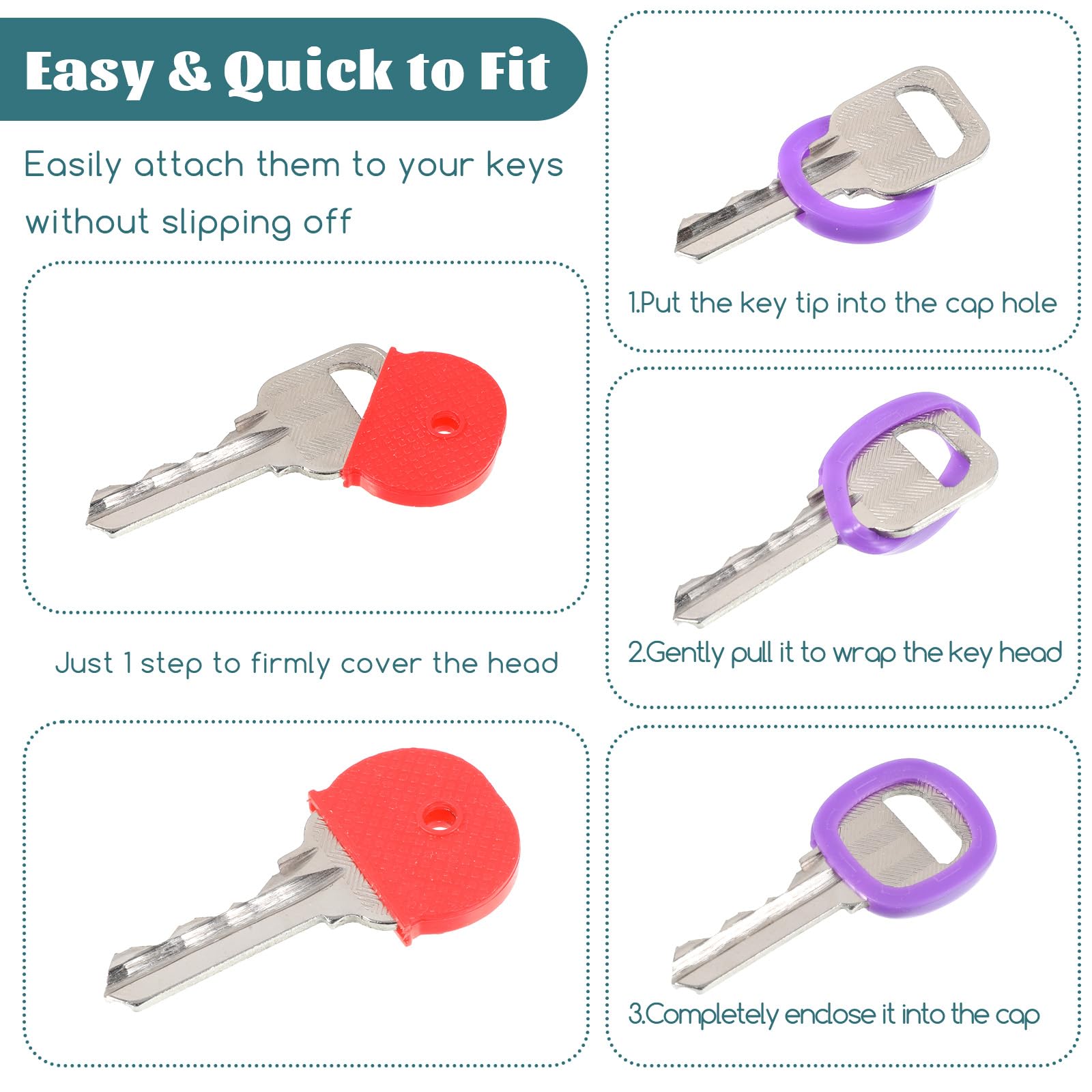 Snapklik.com : 80 Pieces Colored Key Covers Caps Soft Stretchy Silicone ...