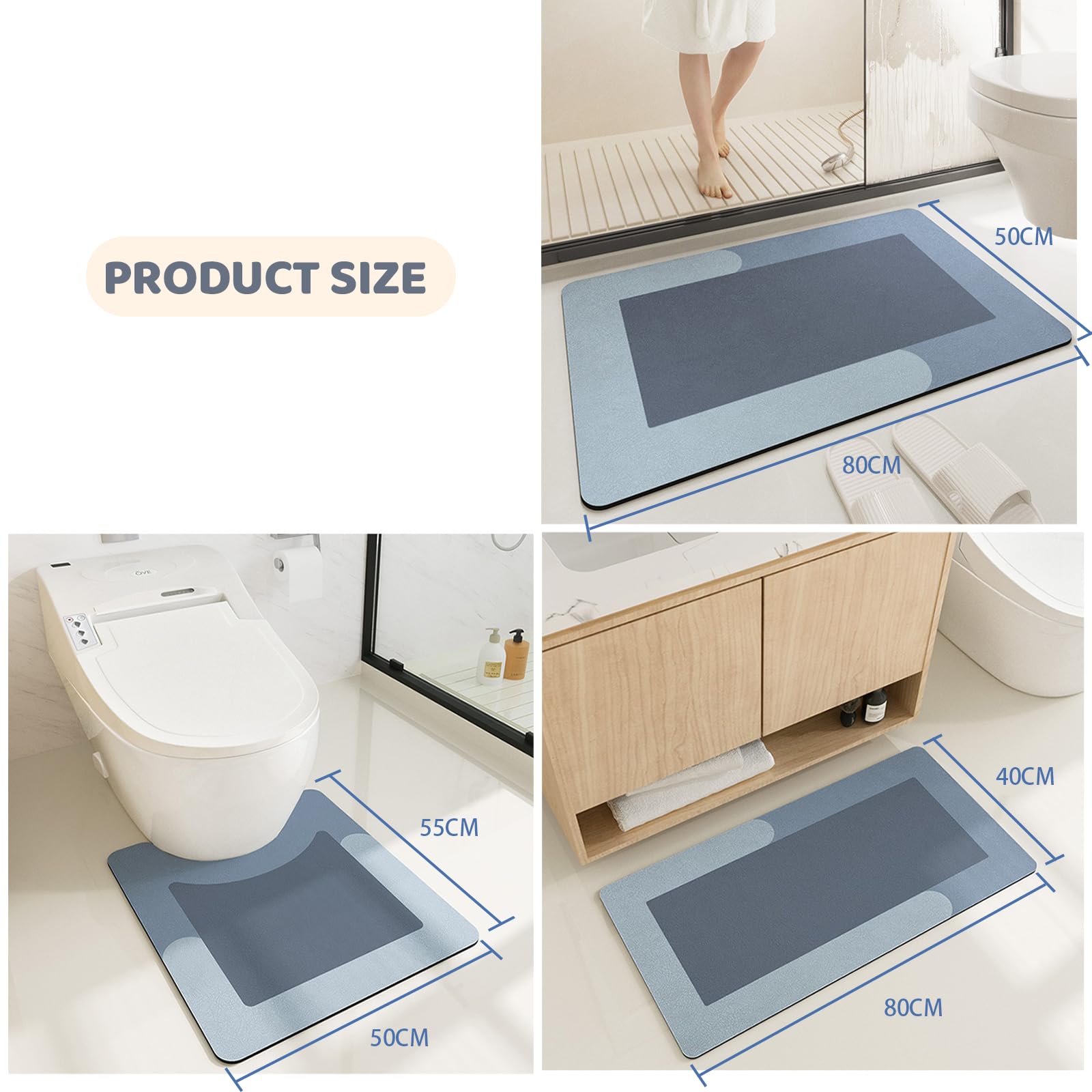 Bathroom Rug Set 3 Piece, 3PCS Ultra Soft Napa Skin Bath Mat, Super ...