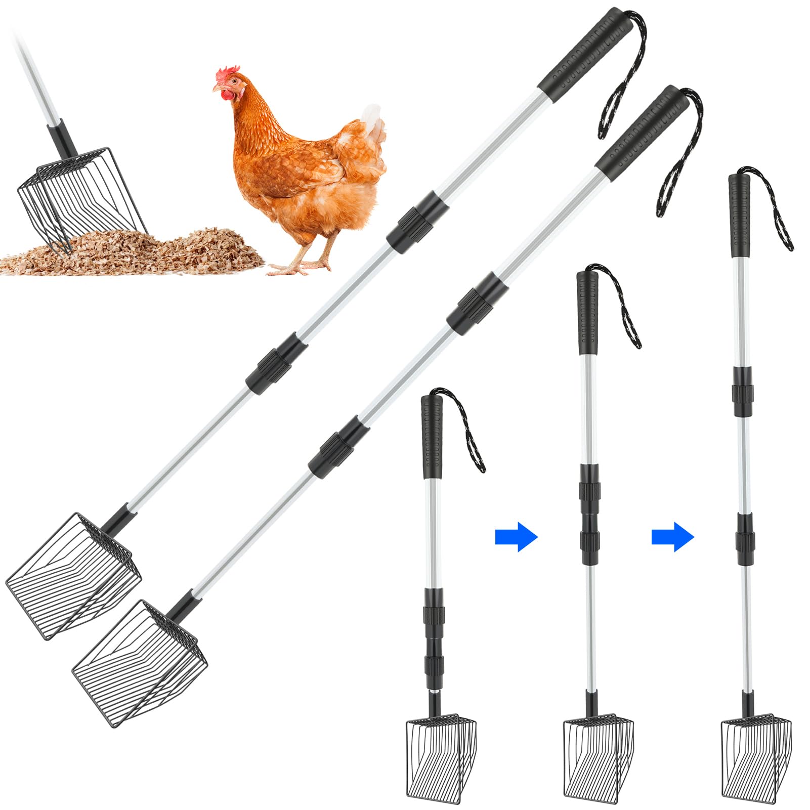 Amazon.com: 2 Pack Chicken Poop Scooper, 3 in 1 Stretchable Litter ...