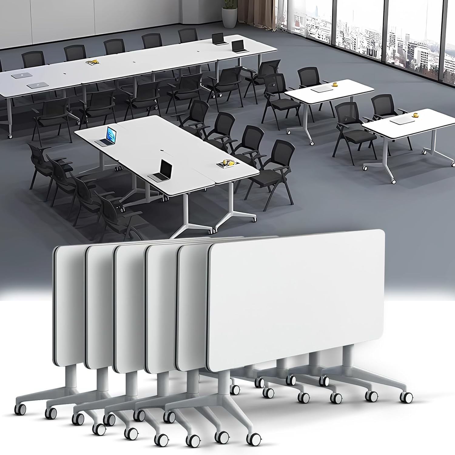 Amazon.com: Conference Room Table,Foldable Flip Top Mobile Training ...