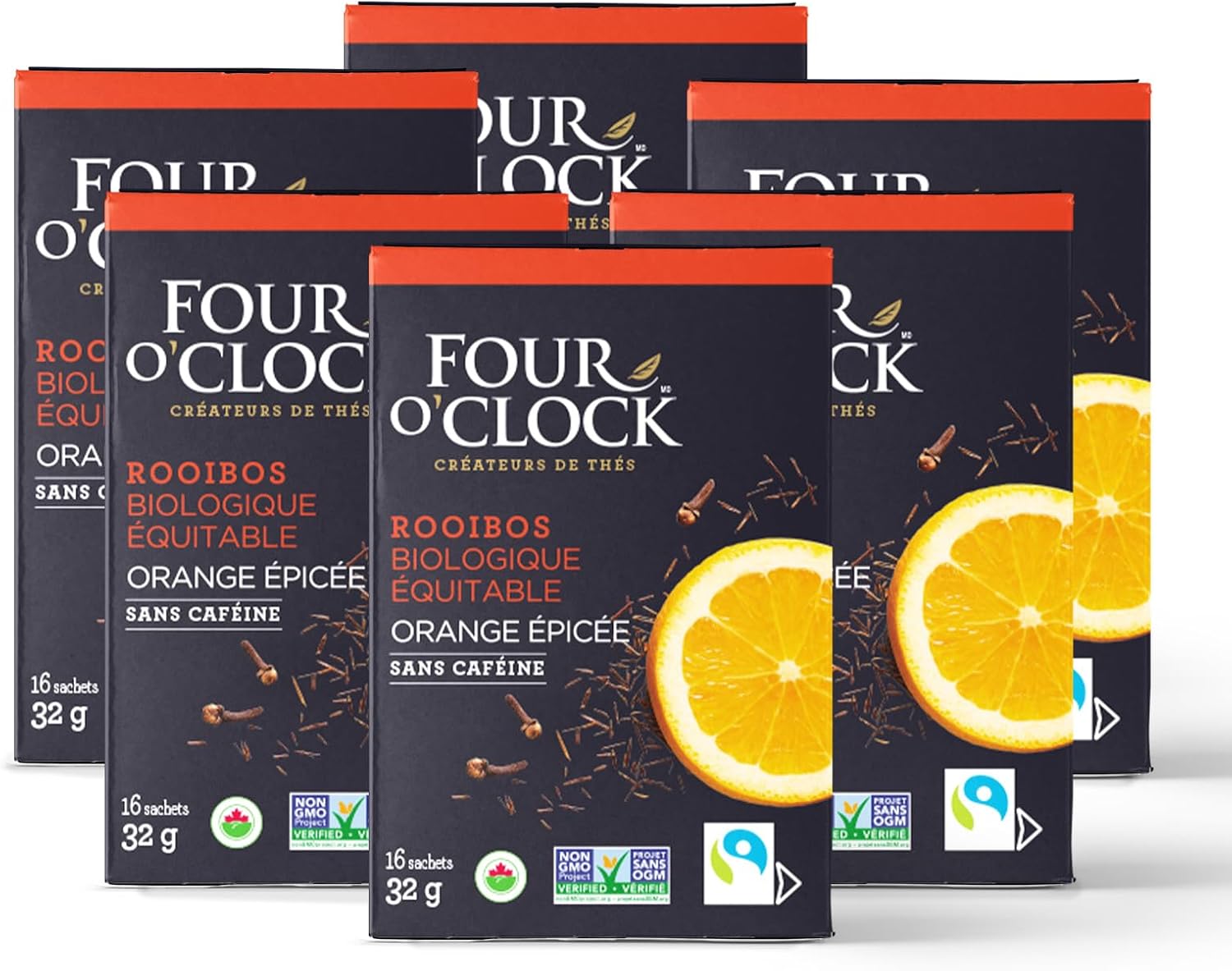 Four O'Clock Spicy Orange Rooibos Tea Organic Fairtrade, Non-Gmo ...