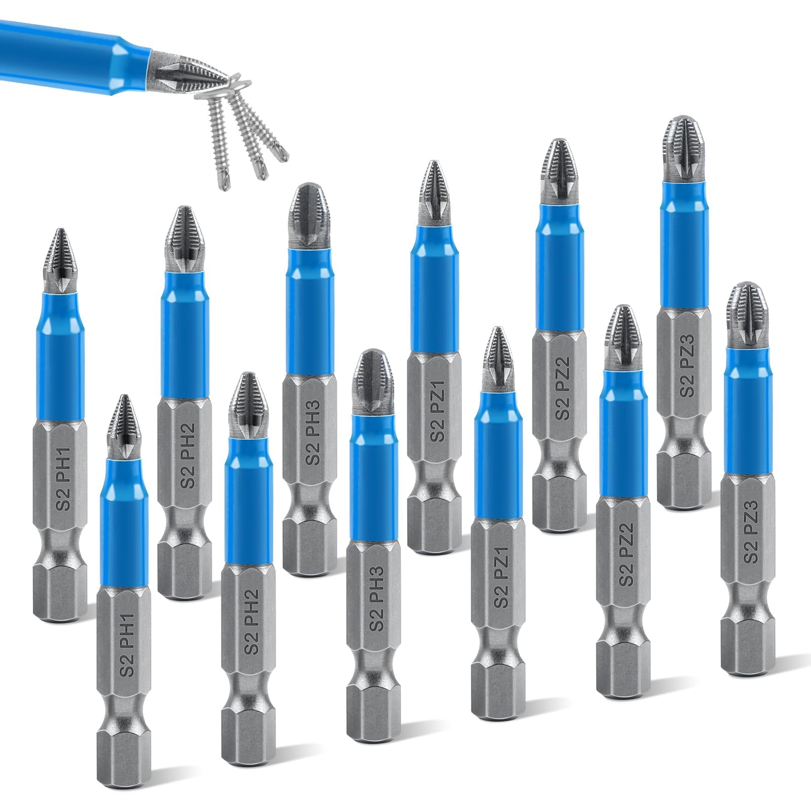 Magnetic Impact Screwdriver Driver Bits Set, 12Pcs Screw Driver Bit ...