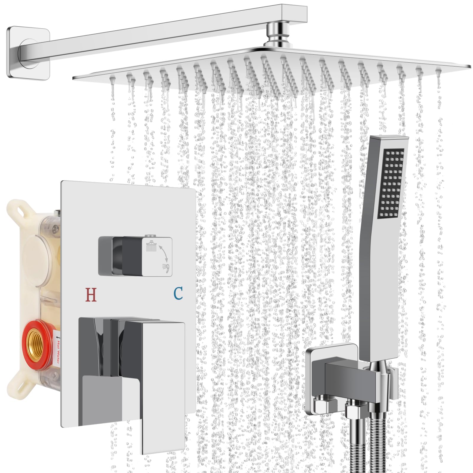 Snapklik.com : Baetuy 10 Inch Shower Faucet Set, Rainfall Shower System