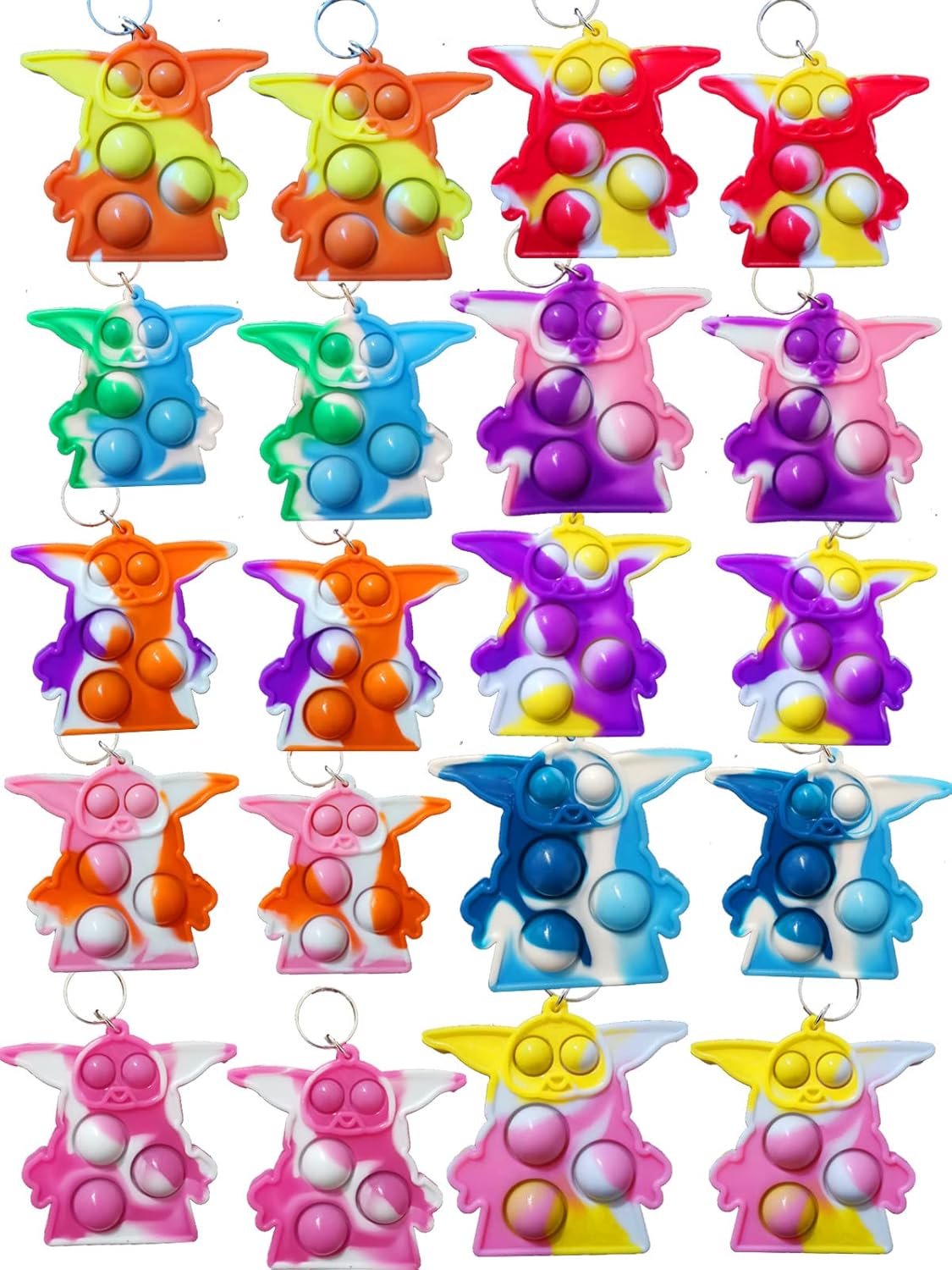 Amazon.com: Oppariyo 20 Packs Rainbow Bulk Mini Pop Fidget Key Chains ...
